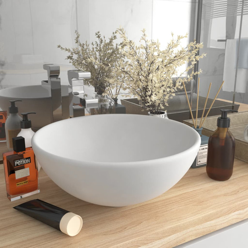 Belfry Bathroom Yogi 325mm L x 325mm W Ceramic Circular Countertop ...