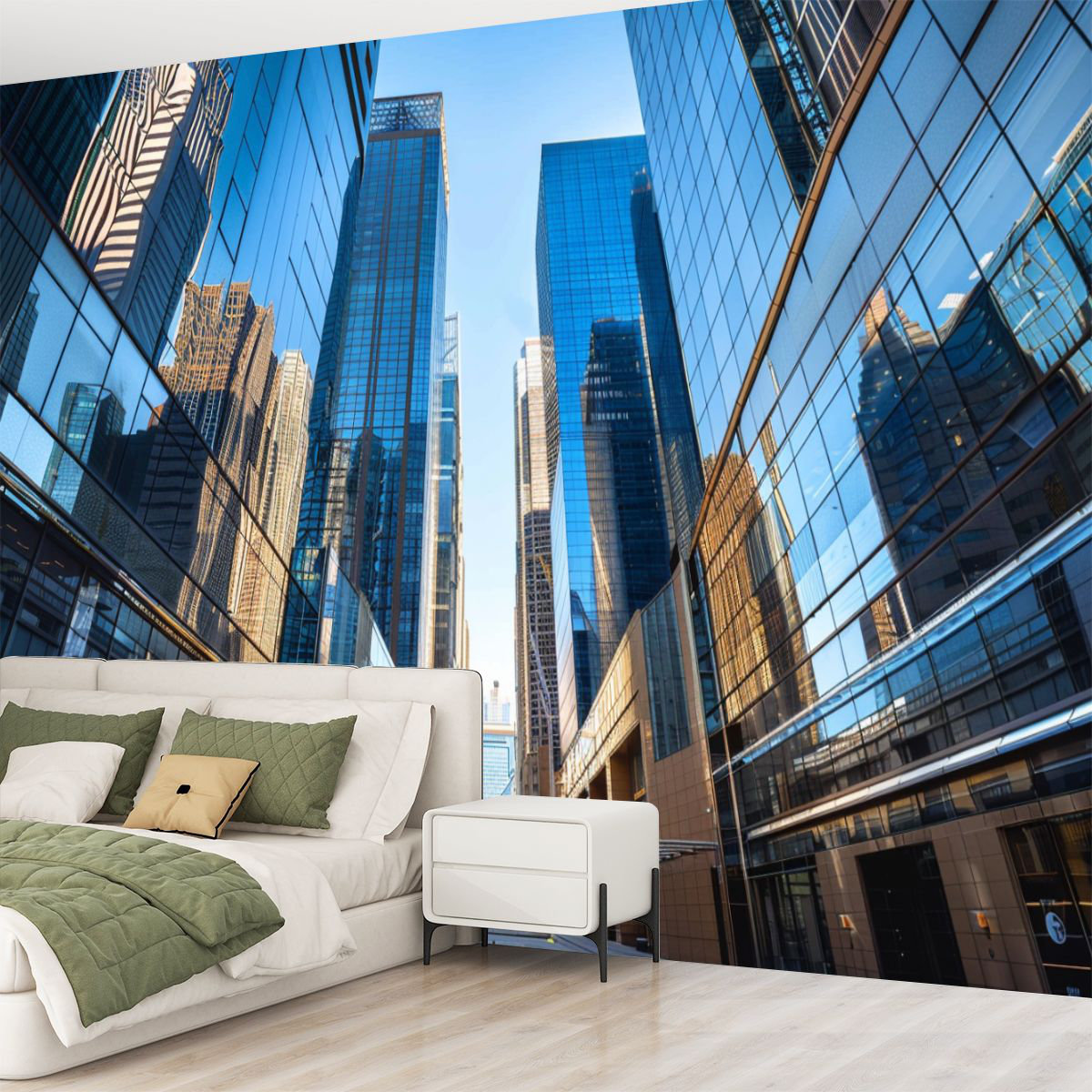 Latitude Run® Peel and Stick Canvas Wallpaper Wall Mural skyscrapers ...