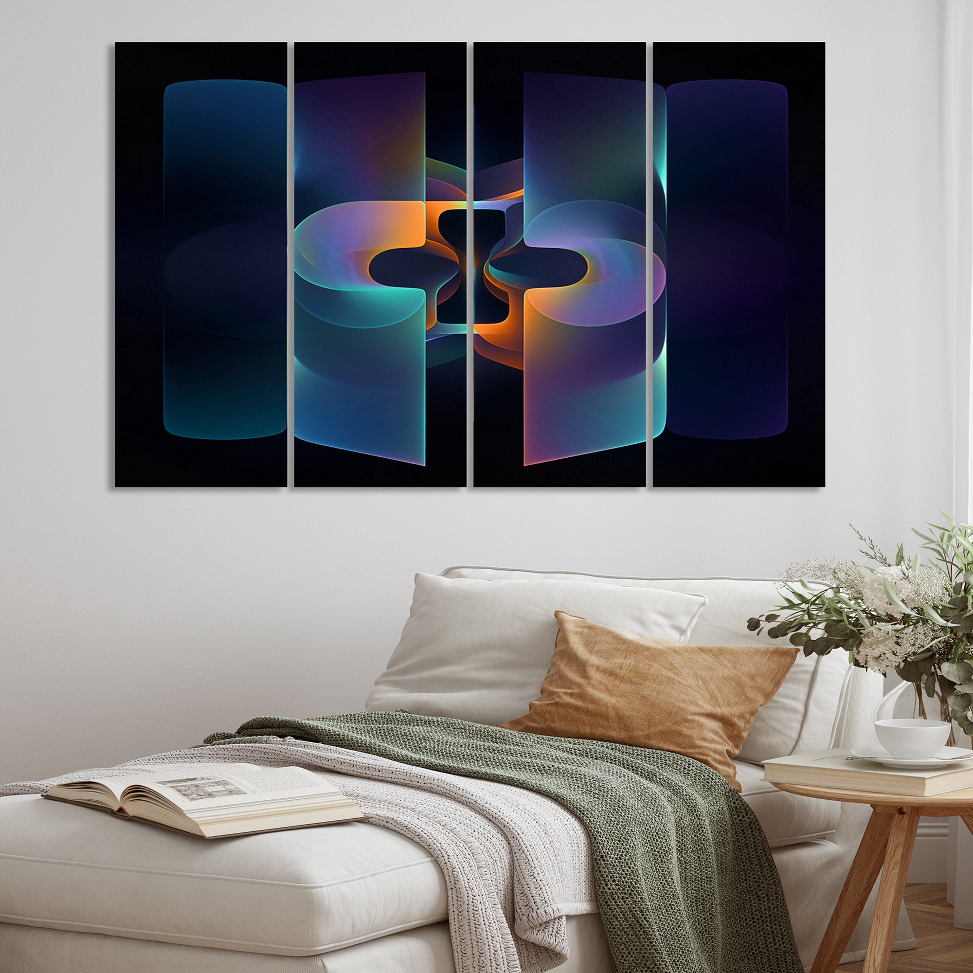 Wrought Studio™ Hildra Retro Purple Geometrics On Minimal Black I On ...