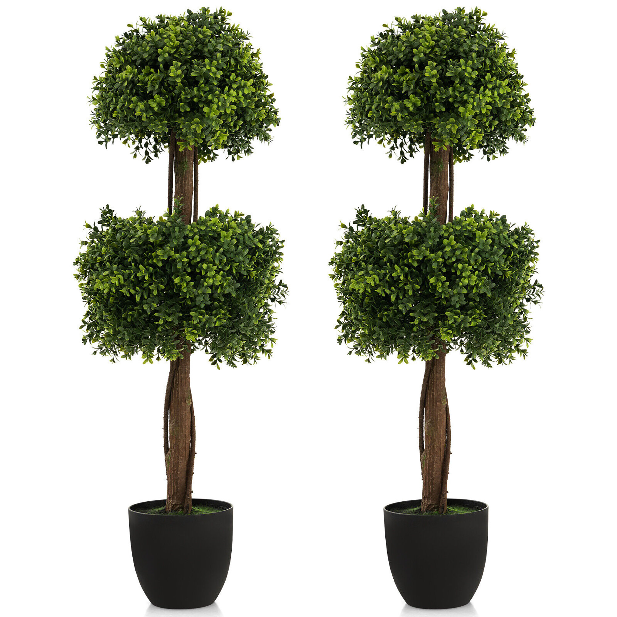 Primrue 2-pack 40'' Artificial Boxwood Topiary Ball Tree Faux Plant For ...