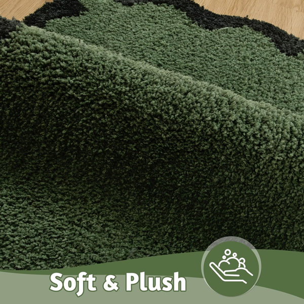 Lark Manor™ Uphome Bathroom Rug Runner, Green Long Irregular Shaped ...