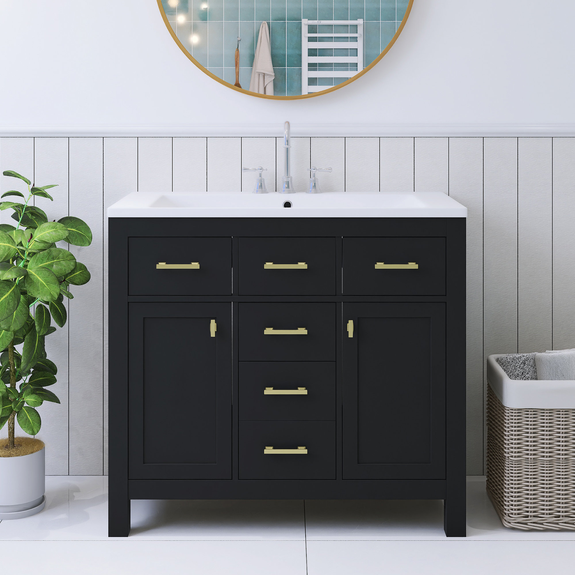 Latitude Run® 36" Freestanding Modern Single Bathroom Vanity With ...