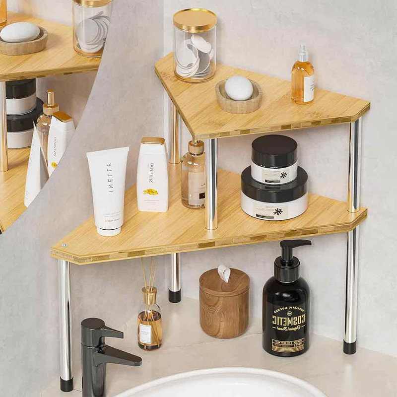 17 Stories Bathroom Countertop Organizer Counter Shelf - 2 Tier Corner ...