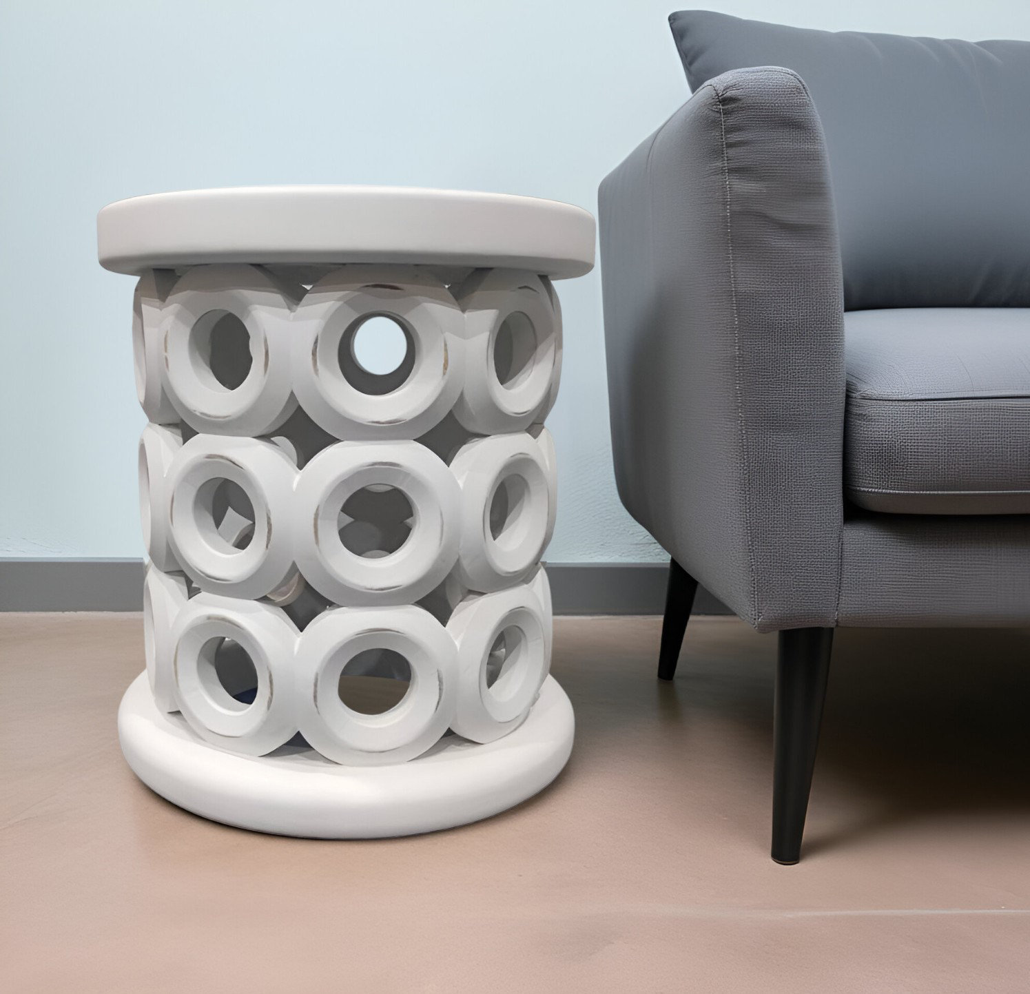 Evette Rios Bailey Solid Wood Drum End Table - Wayfair Canada