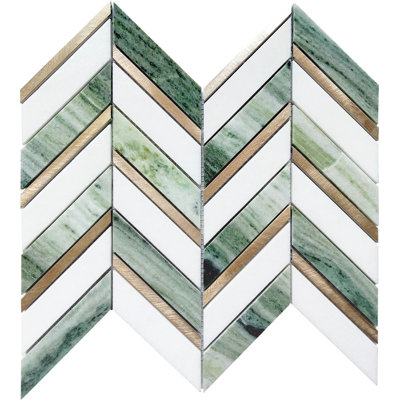 green chevron backsplash