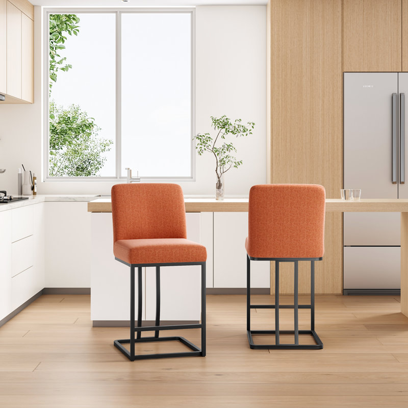 Wade Logan® Bryken Upholstered 23.4'' Counter Stool with Metal Frame ...