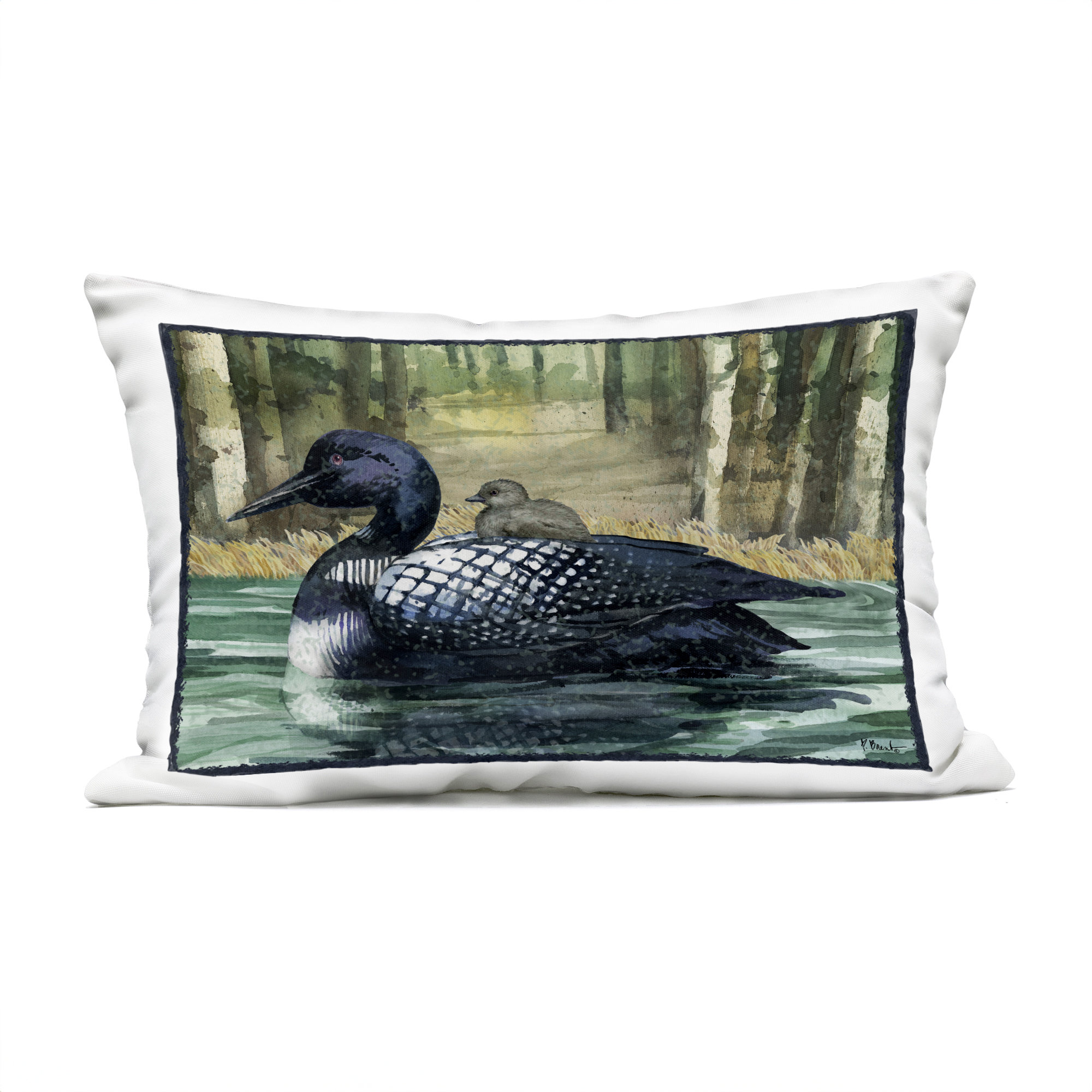 Stupell Industries Loon with Baby on Lake Design by Paul Brent Outdoor ...