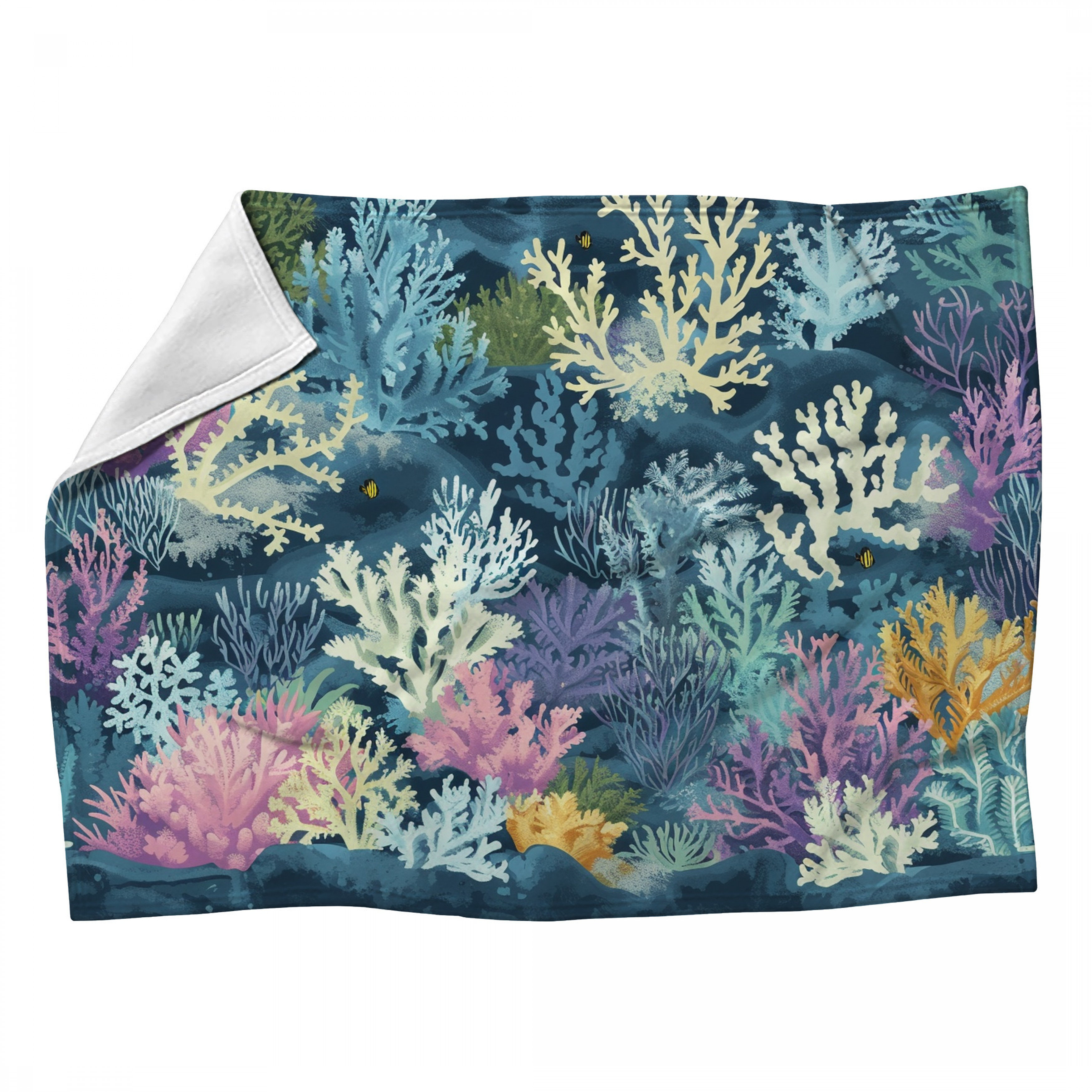 VisionDecor Coral reef Fleece Throw Blanket - Marine Throws for Sofas ...