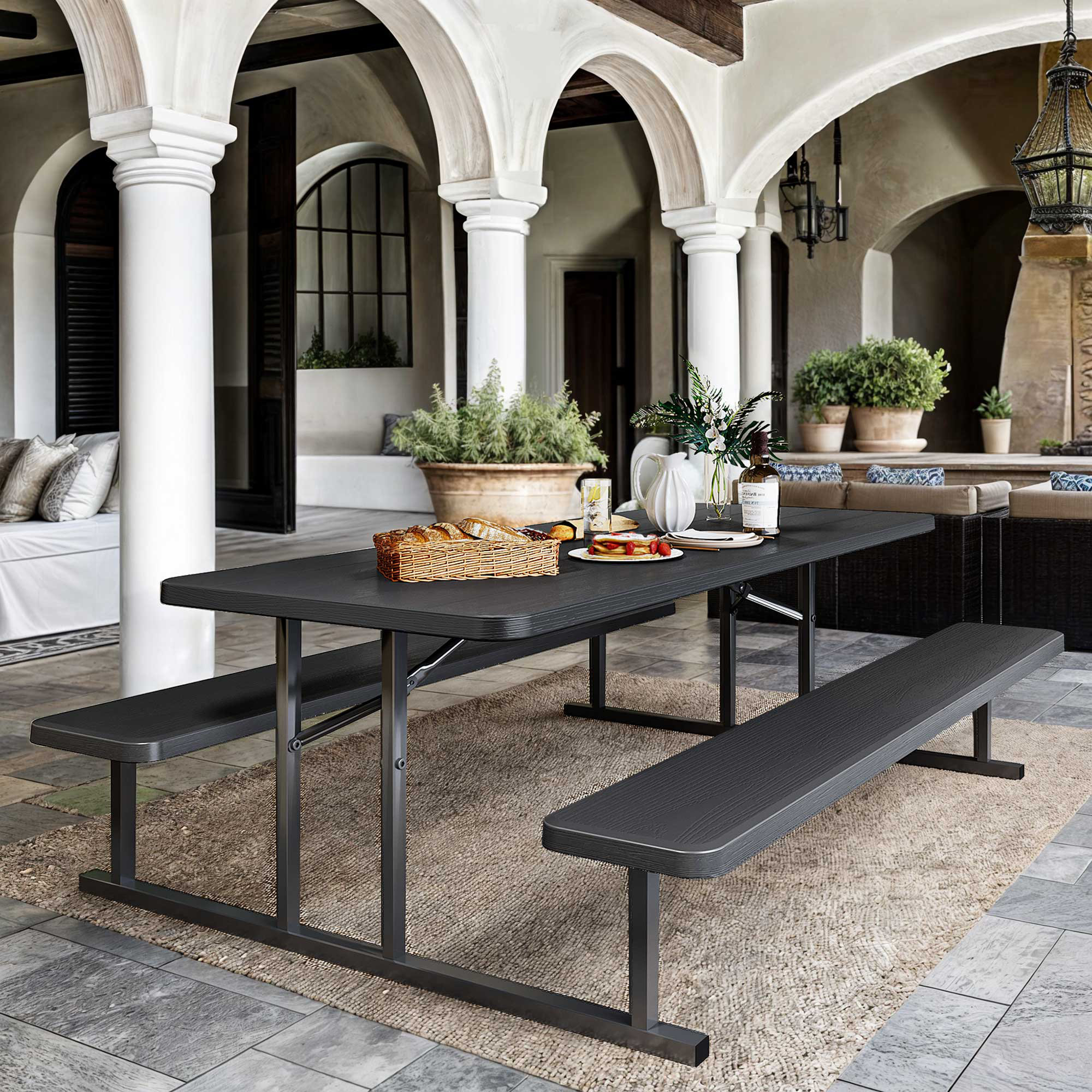 Latitude Run® Monast Rectangular 6 - Person 71'' L Outdoor Picnic Table ...
