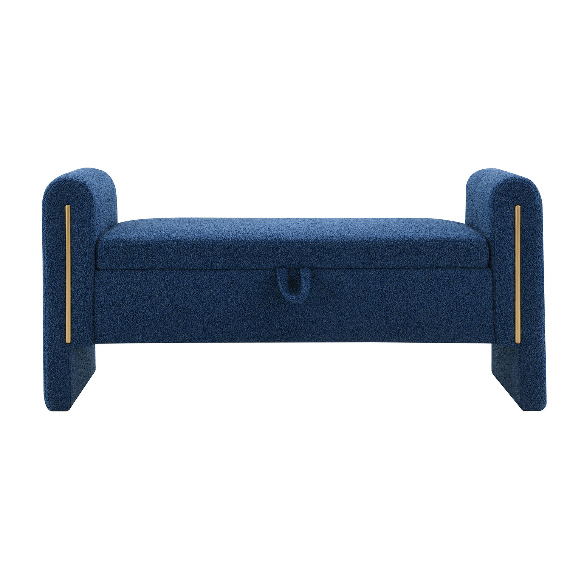 Latitude Run® Cozy Navy Blue Modern Bench With Arms And Storage ...