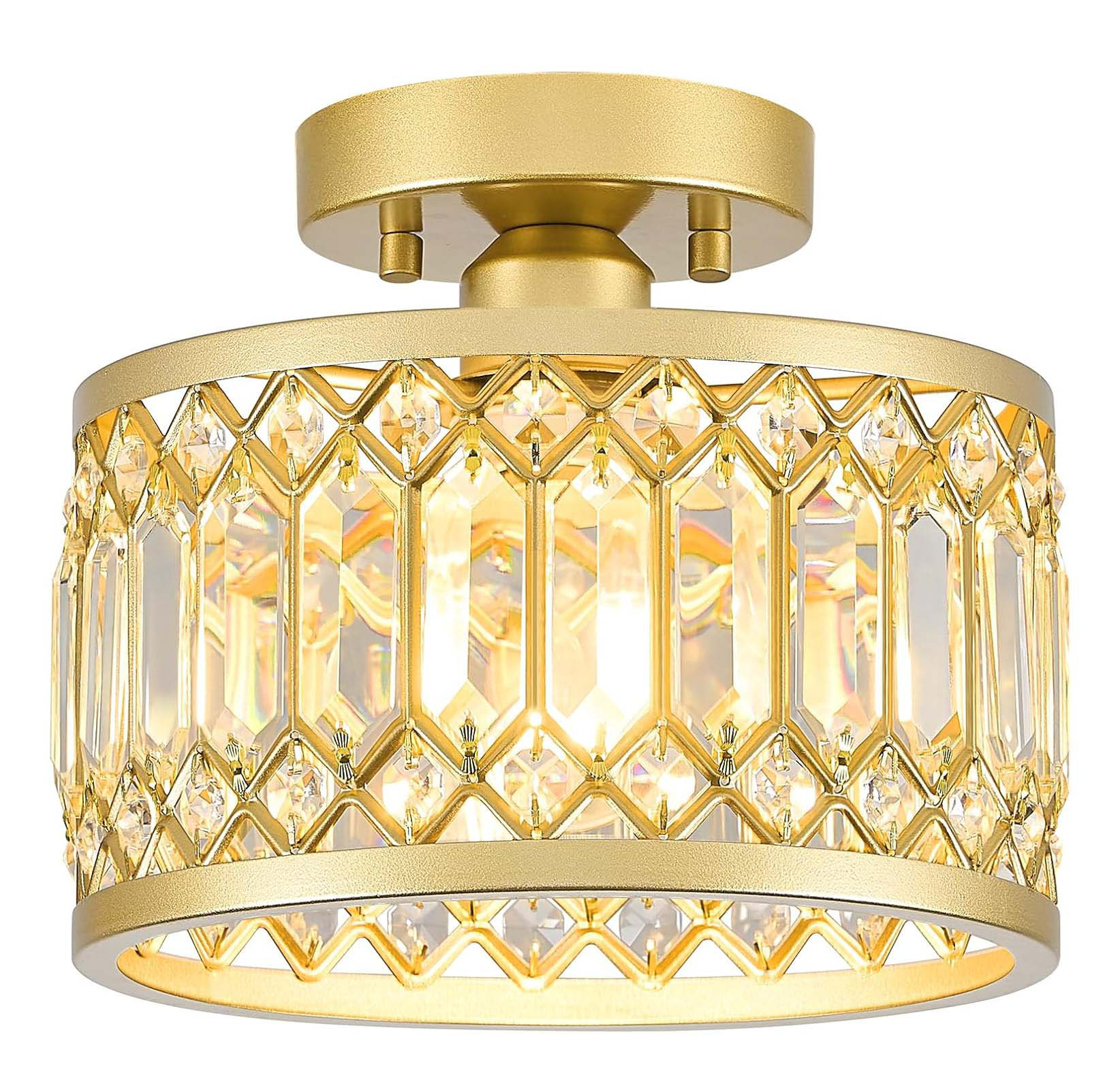 Mercer41 Crystal Ceiling Light Fixture, Modern Semi Flush Mount Ceiling ...