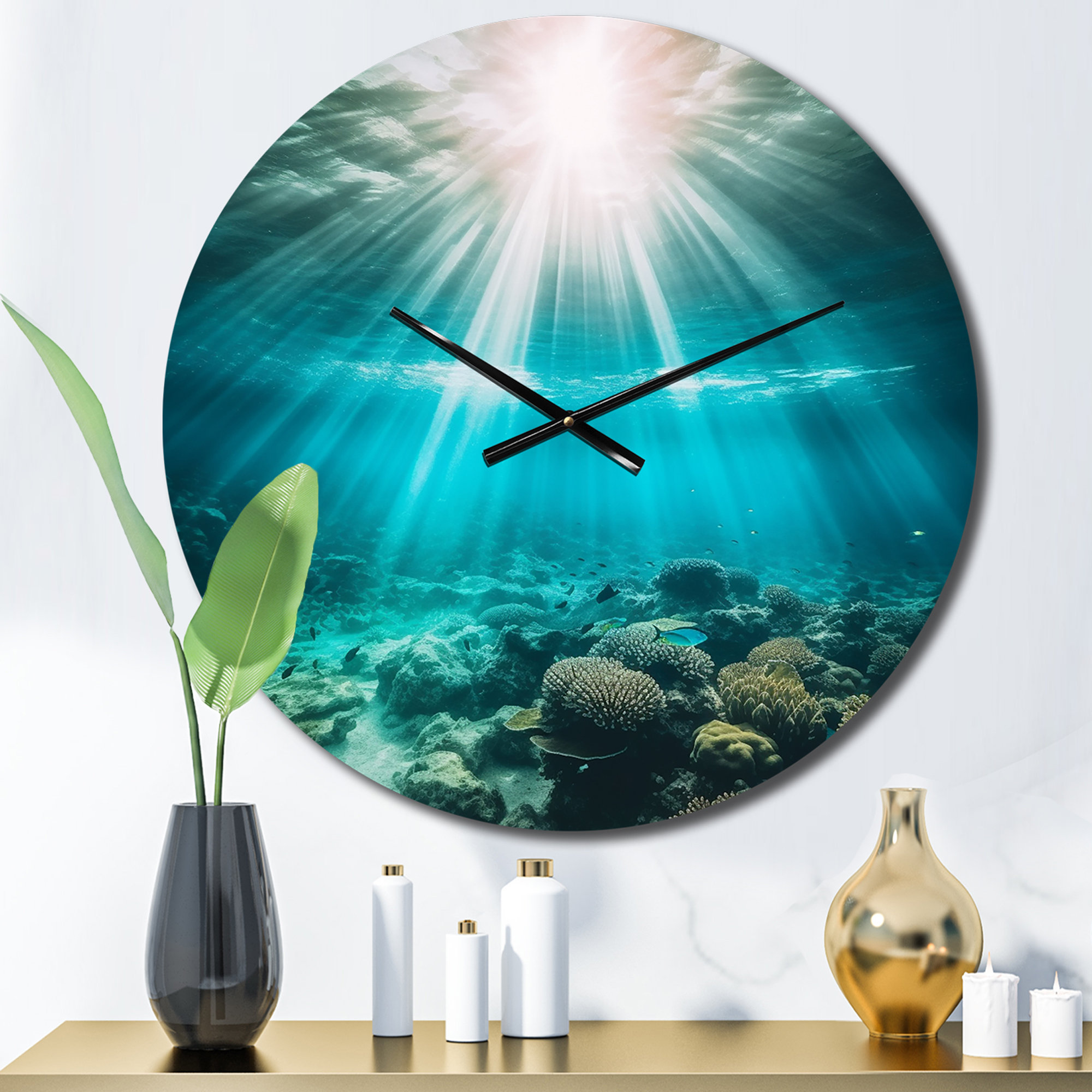 Design Art Underwater Coral V Metal Wall Clock | Wayfair