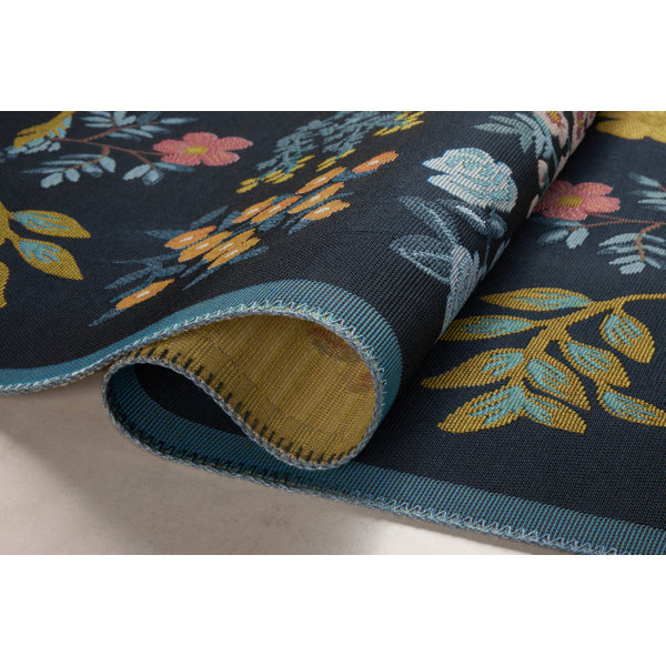 Rifle Paper Co. x Loloi Perennial Black / Navy Indoor / Outdoor Area ...
