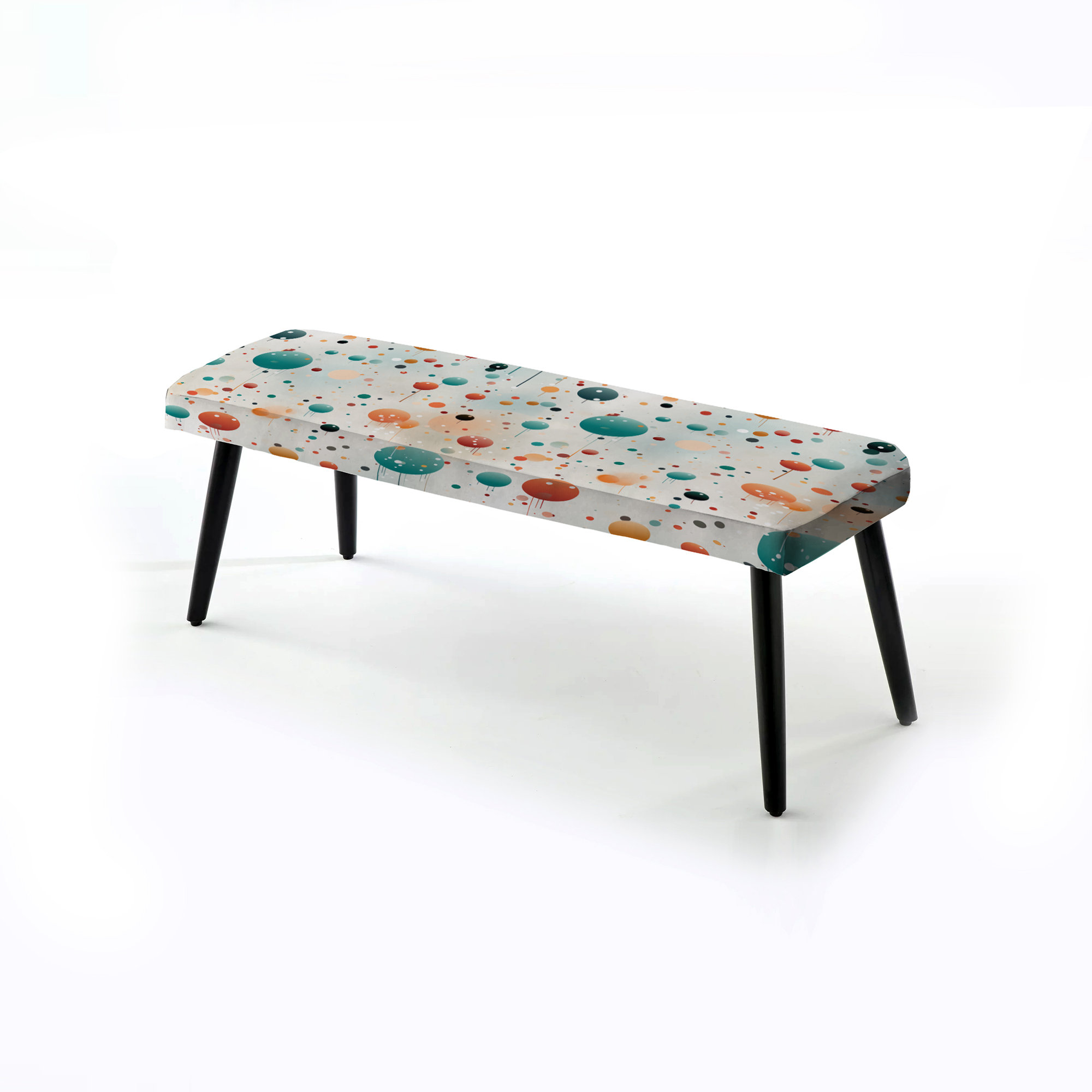 Design Art Cosmic Polka Dot - Polka Dots Upholstered Black Bench | Wayfair
