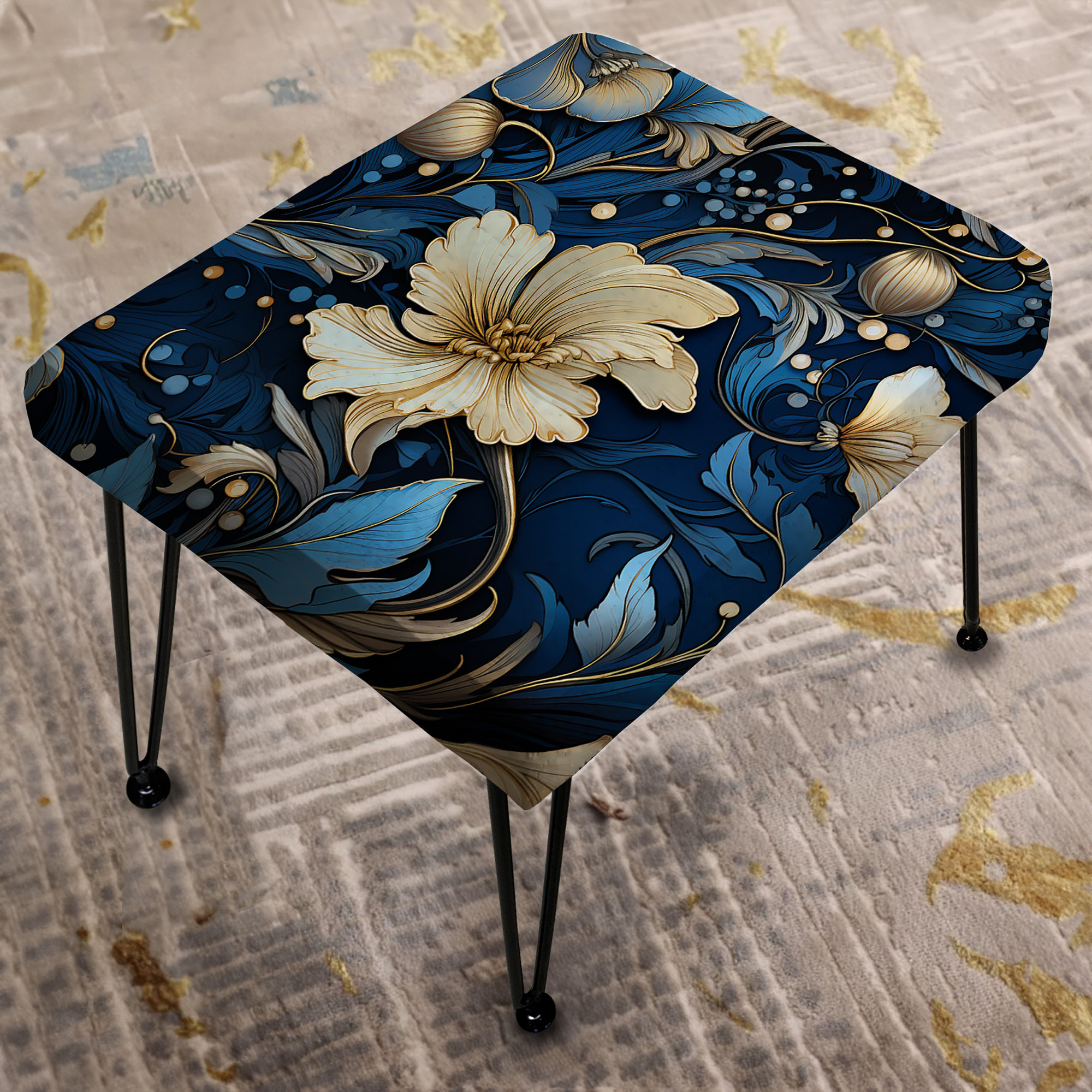 Design Art Cobalt Blue Nouveau Vines Victorian Pattern - Floral ...