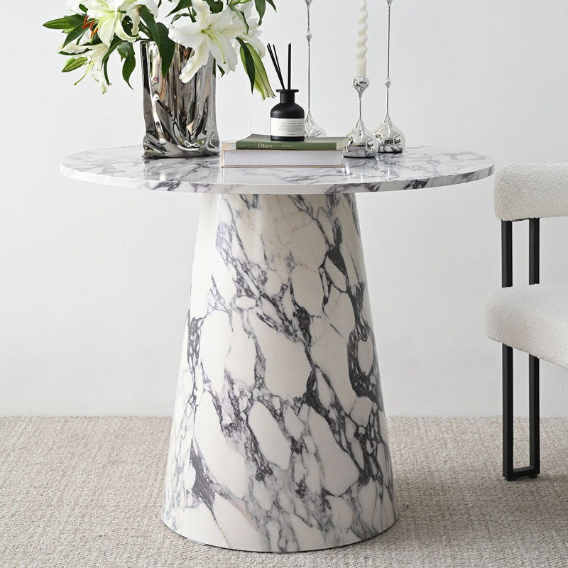 Ivy Bronx 35" Faux Marble Small Round Pedestal Dining Table & Reviews ...