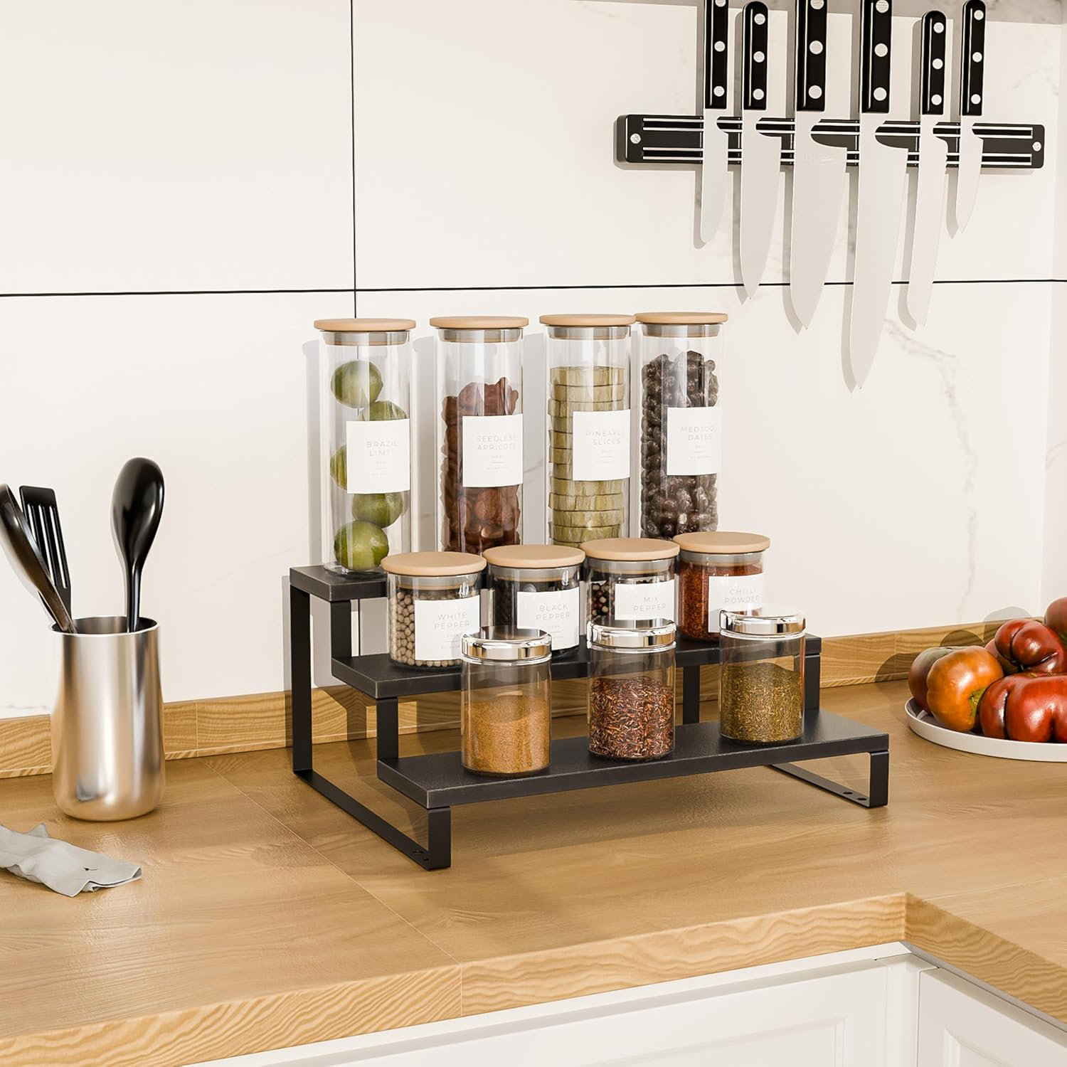 Latitude Run® 3 Step Wood Countertop Display Riser Stand,Wooden Display ...