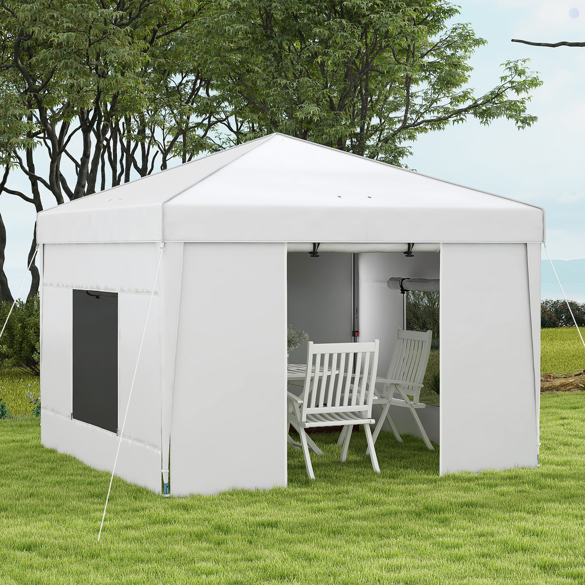 HomeViewto Pop Up Canopy With Sidewalls, Portable Canopy Tent With 2 ...