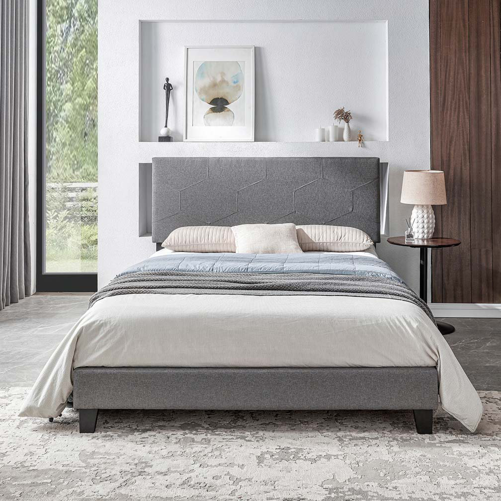 Mercer41 Upholstered Platform Bed Frame, Wood Slat Support | Wayfair