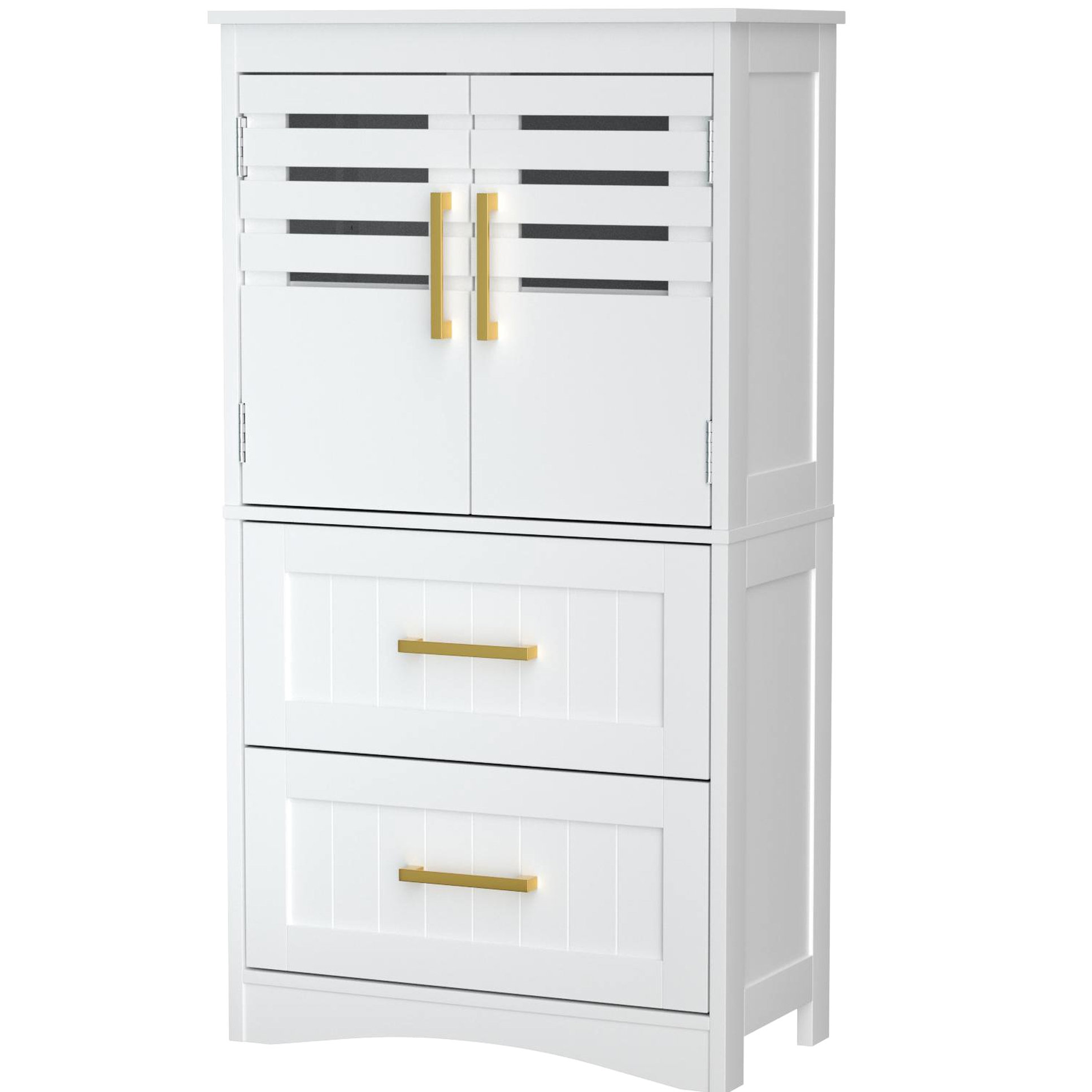 Winston Porter Freestanding Bathroom Storage - 2 Drawers, Doors ...