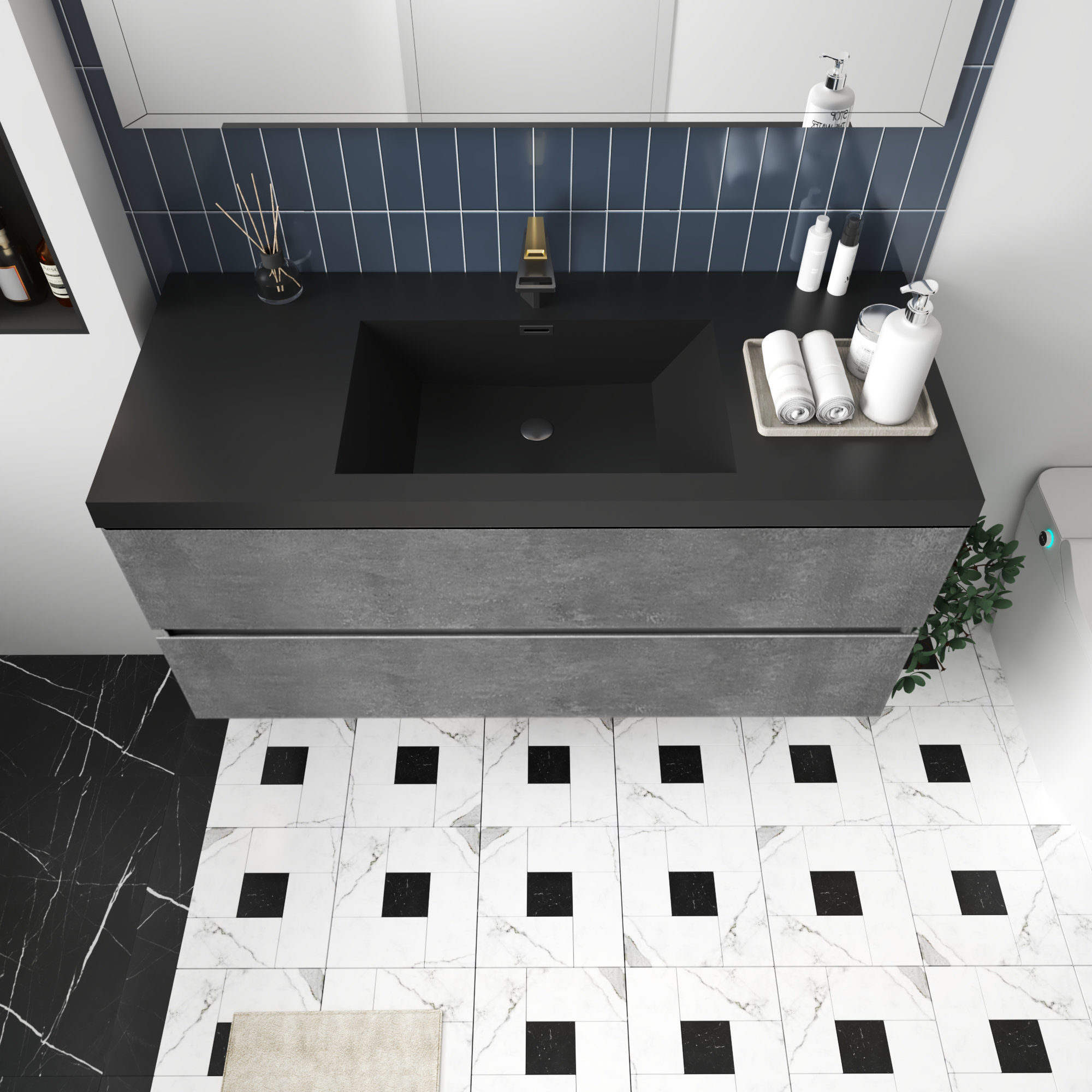 Orren Ellis Niehoff 48" Fully Assembled Single Floating Bathroom Vanity ...