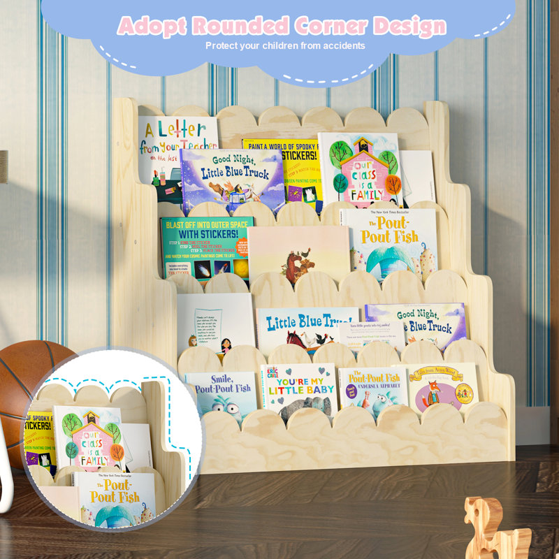 Isabelle & Max™ Wavy Wooden Front Facing Bookshelf | Wayfair