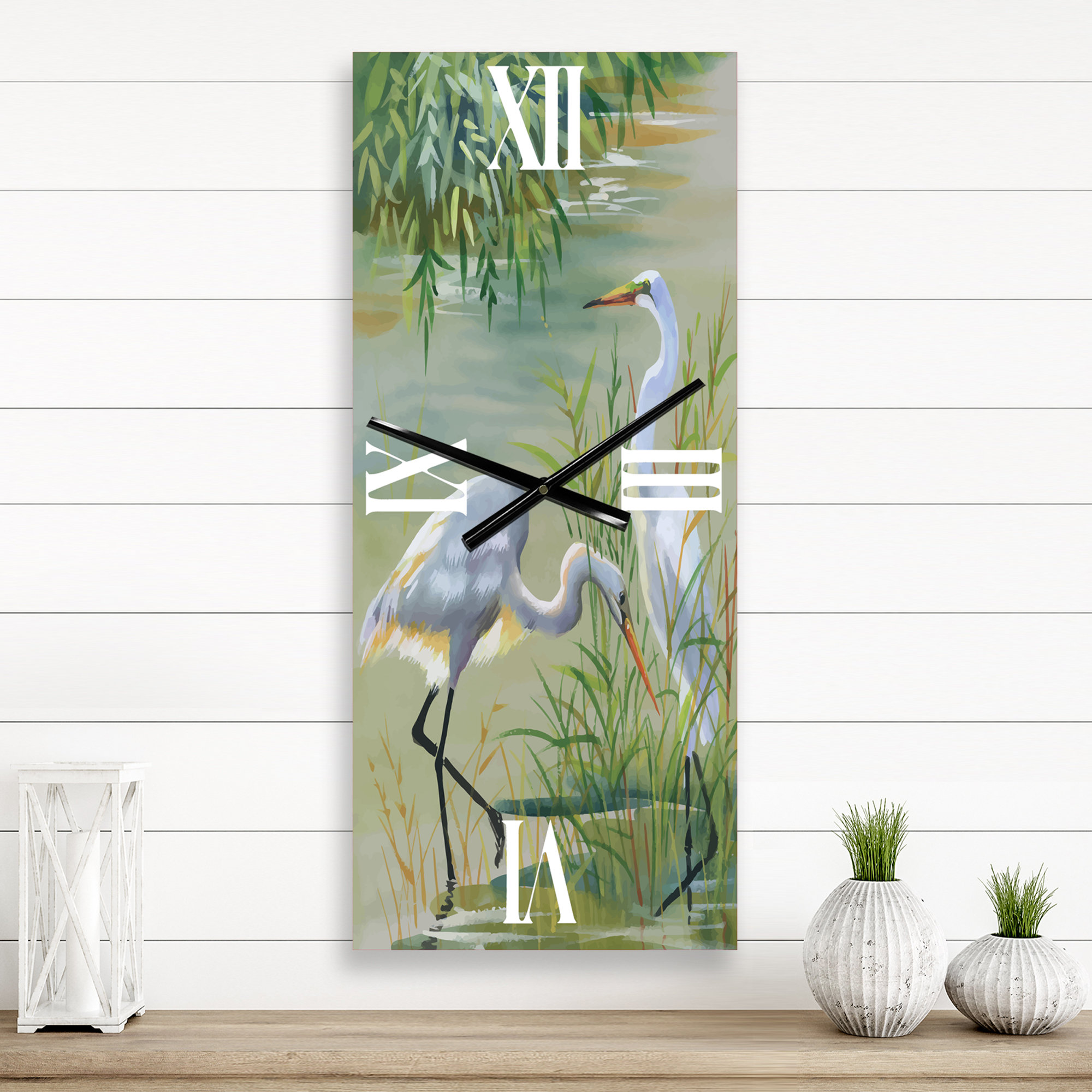 East Urban Home Heron Birds I - Traditional Wall Clock | Wayfair