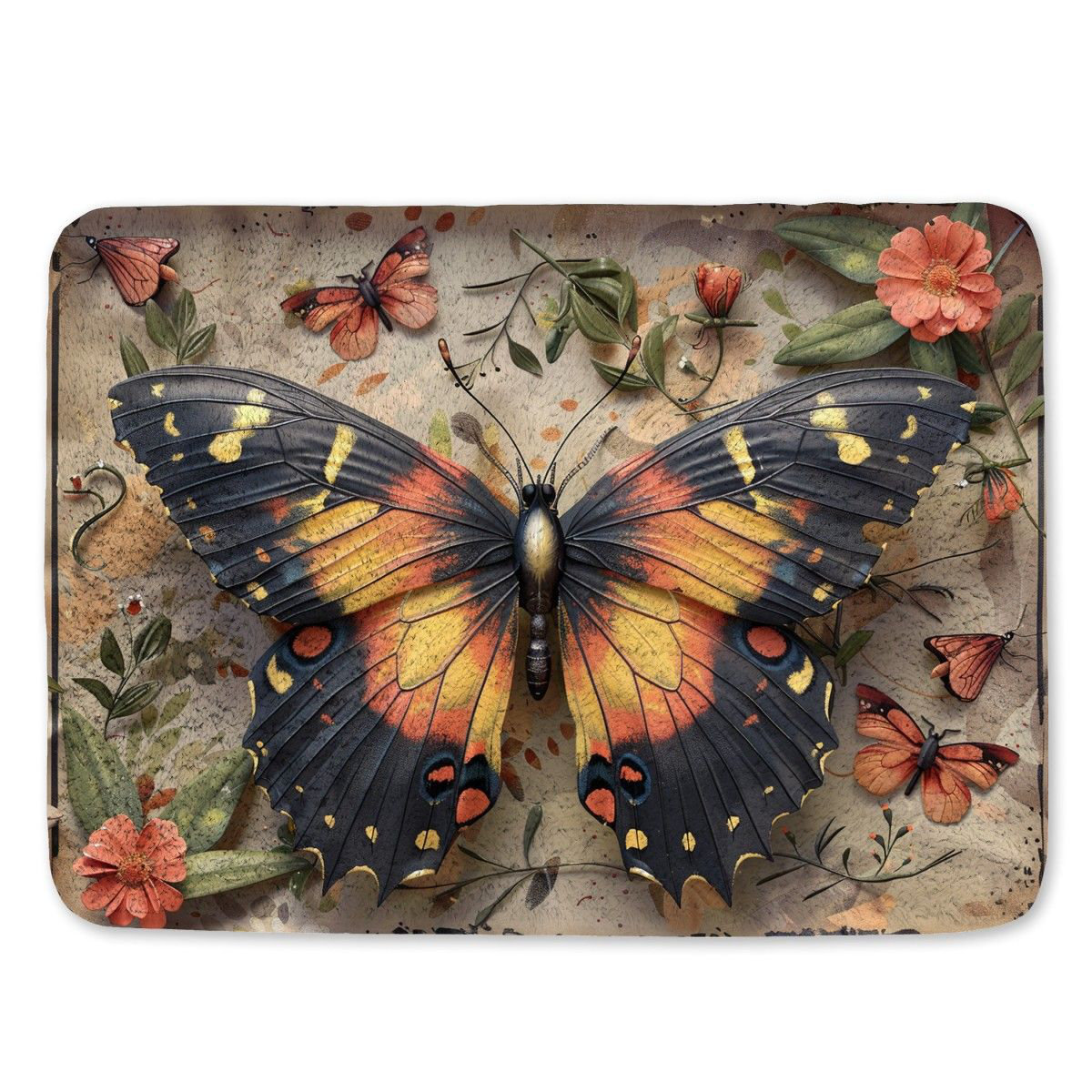 Red Barrel Studio® Butterfly Bath Mat Nature Bathroom Decor Winged ...