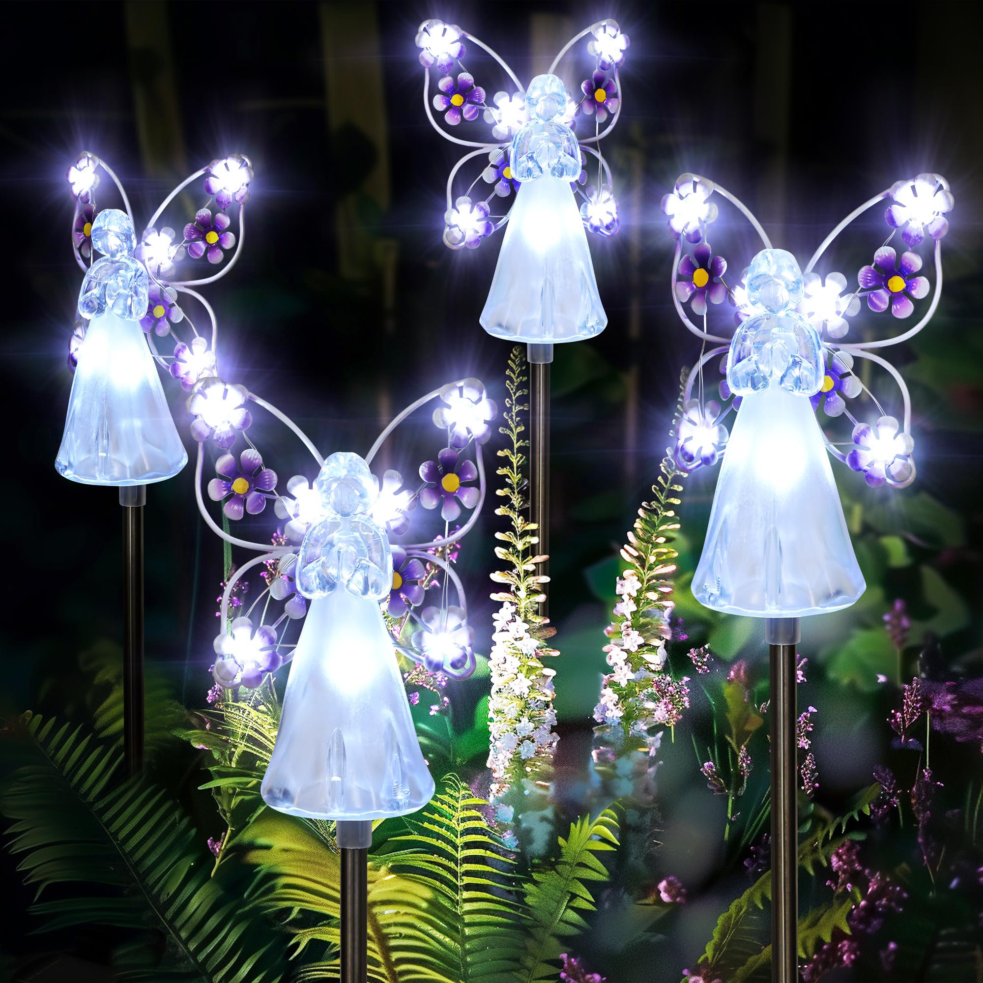 Zeki Shoggy Solar Angel Garden Stake Lights - 4 Pack Angel Solar Lights ...
