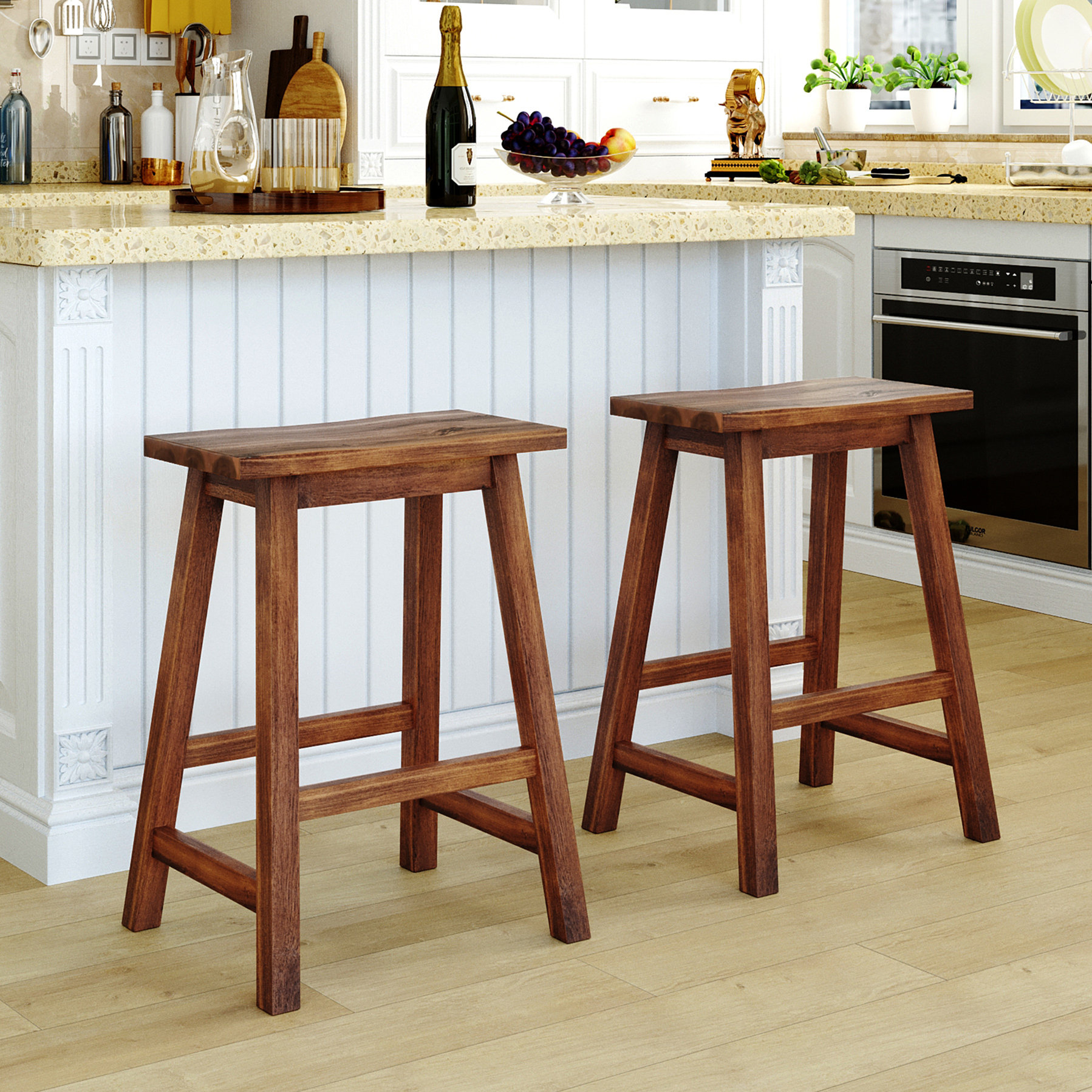 Winston Porter Mense Solid Wood 23.62'' Short Counter Stool | Wayfair