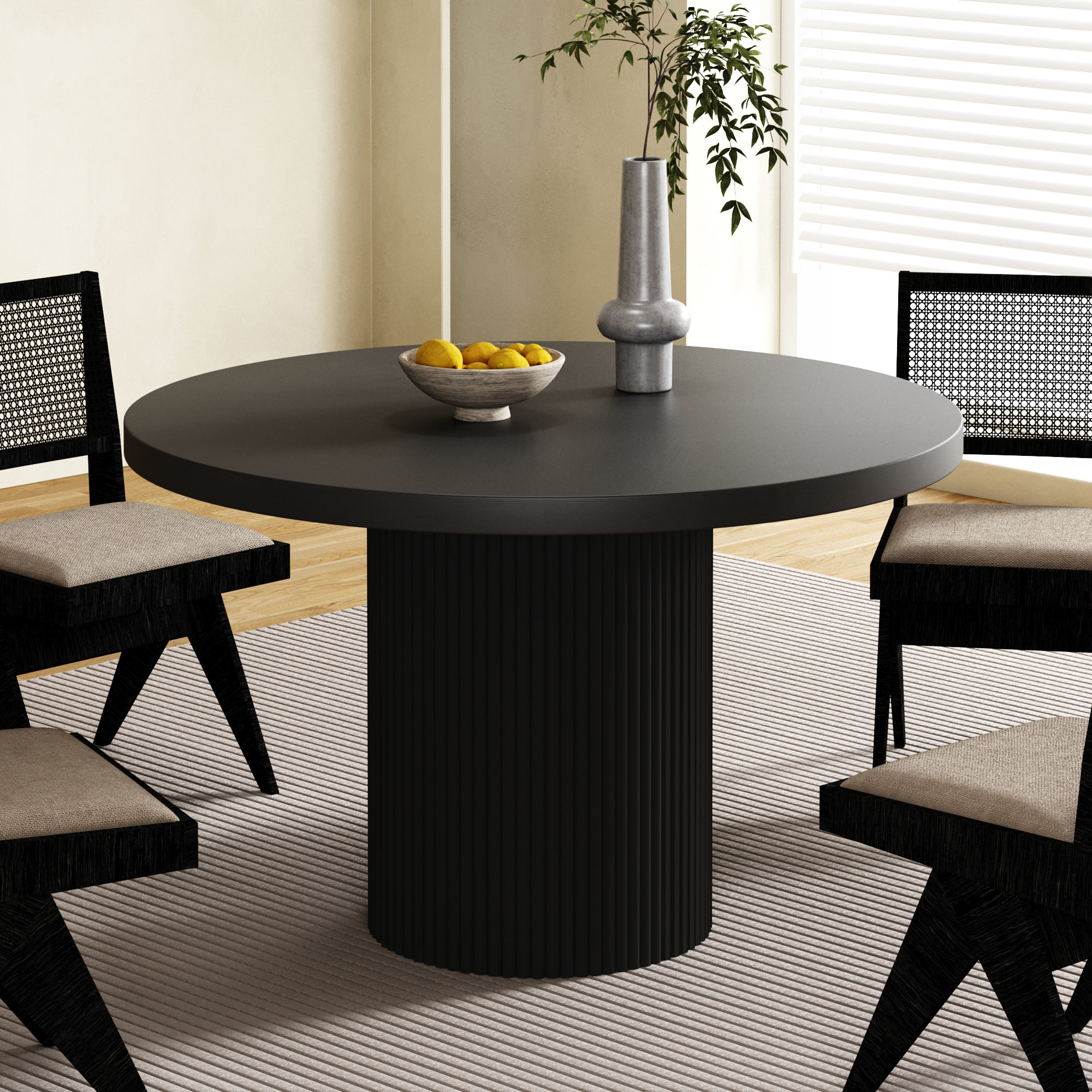 Ivy Bronx Solid Wood Dining Table Round Pedestal Coffee Table Modern ...