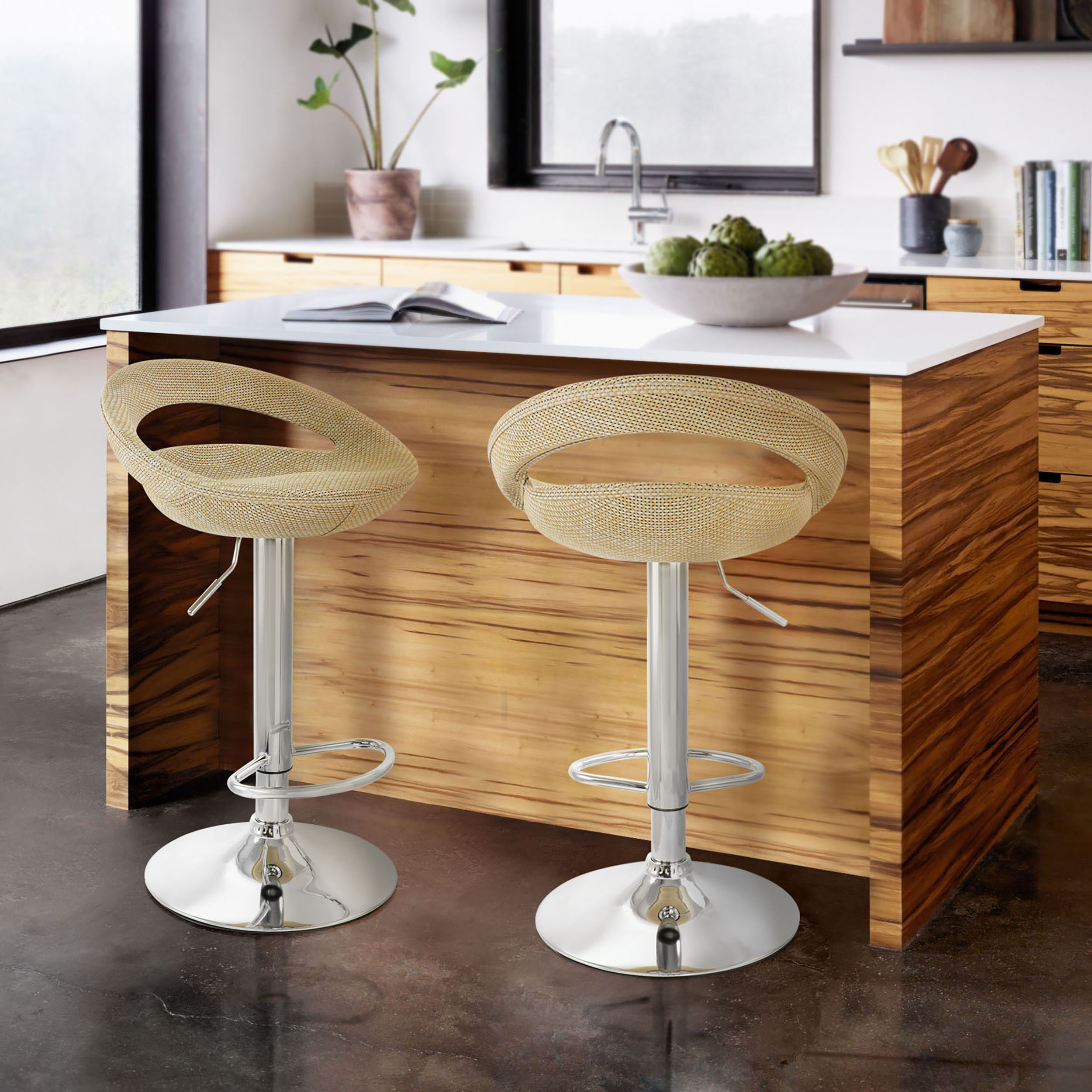 Orren Ellis Swivel Adjustable Height Bar Stool | Wayfair