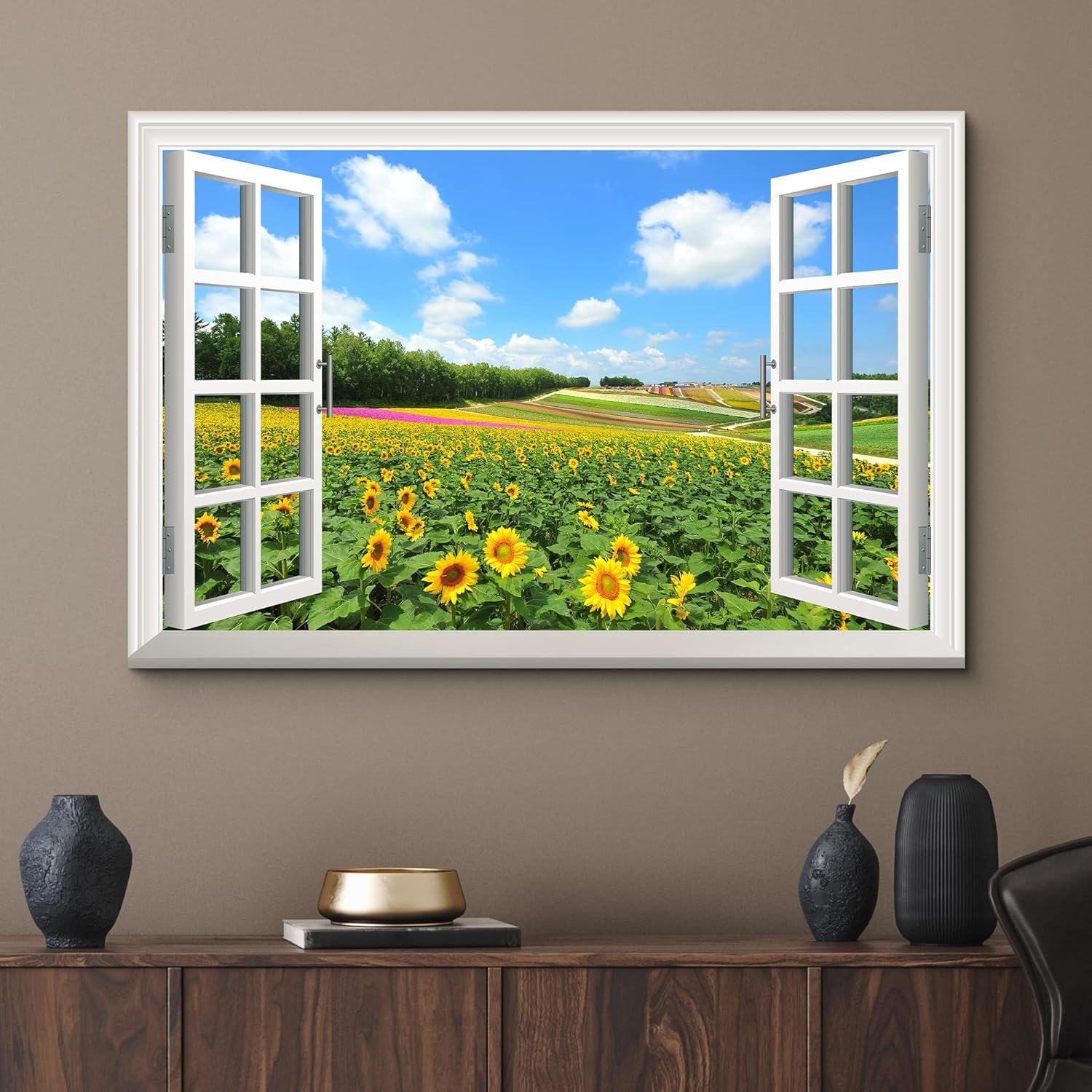 IDEA4WALL Window View Of Dutch Style Sunflower Field - Wayfair Canada