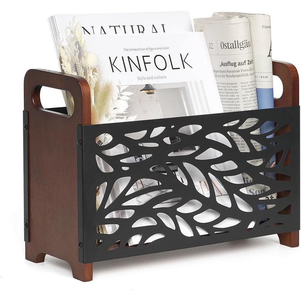 Winston Porter Magazine Holder,Wood Magazine Rack,Rustic Magazine File ...