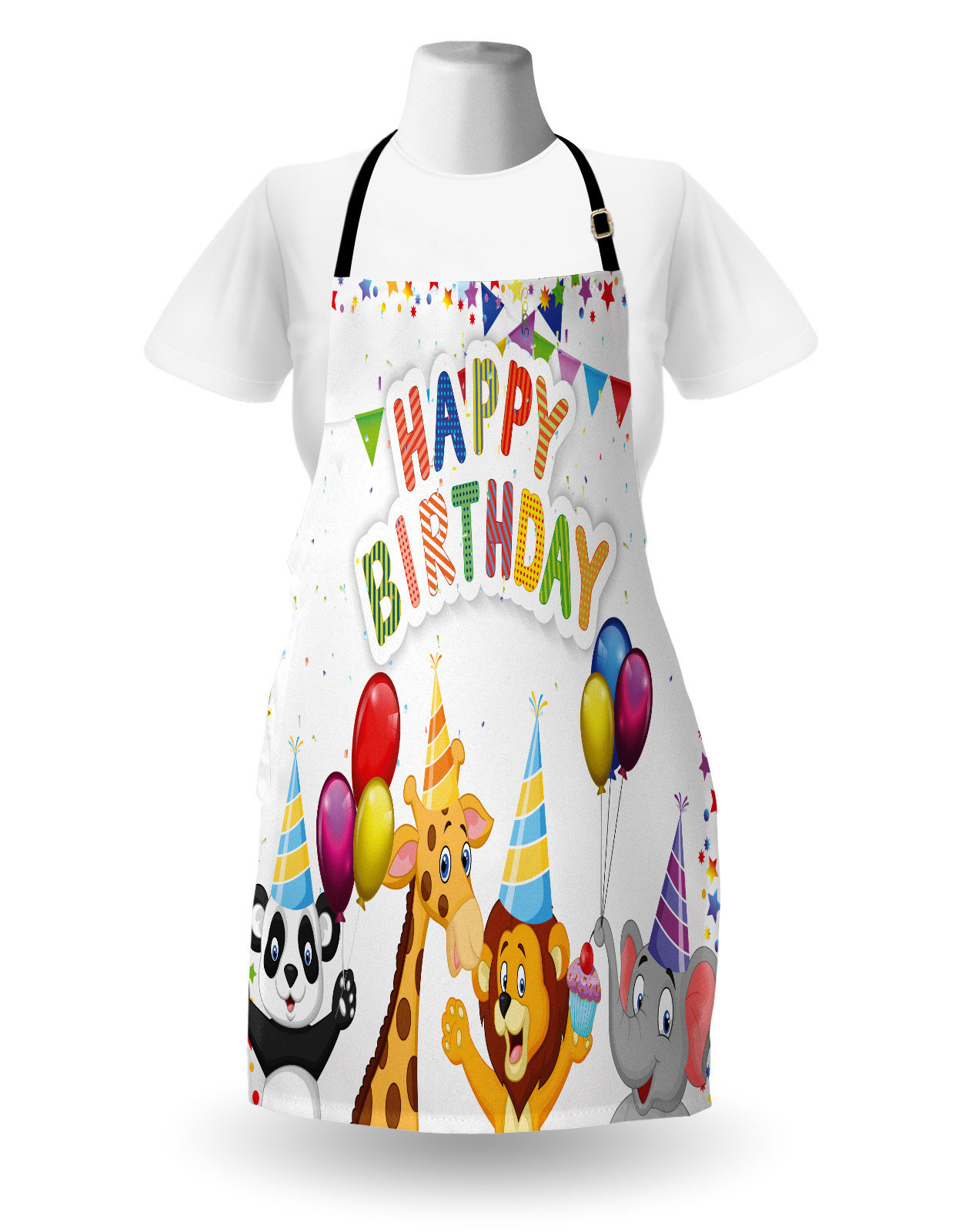 The Party Aisle™ Birthday Apron Unisex, Cartoon Animals Party, Adult ...