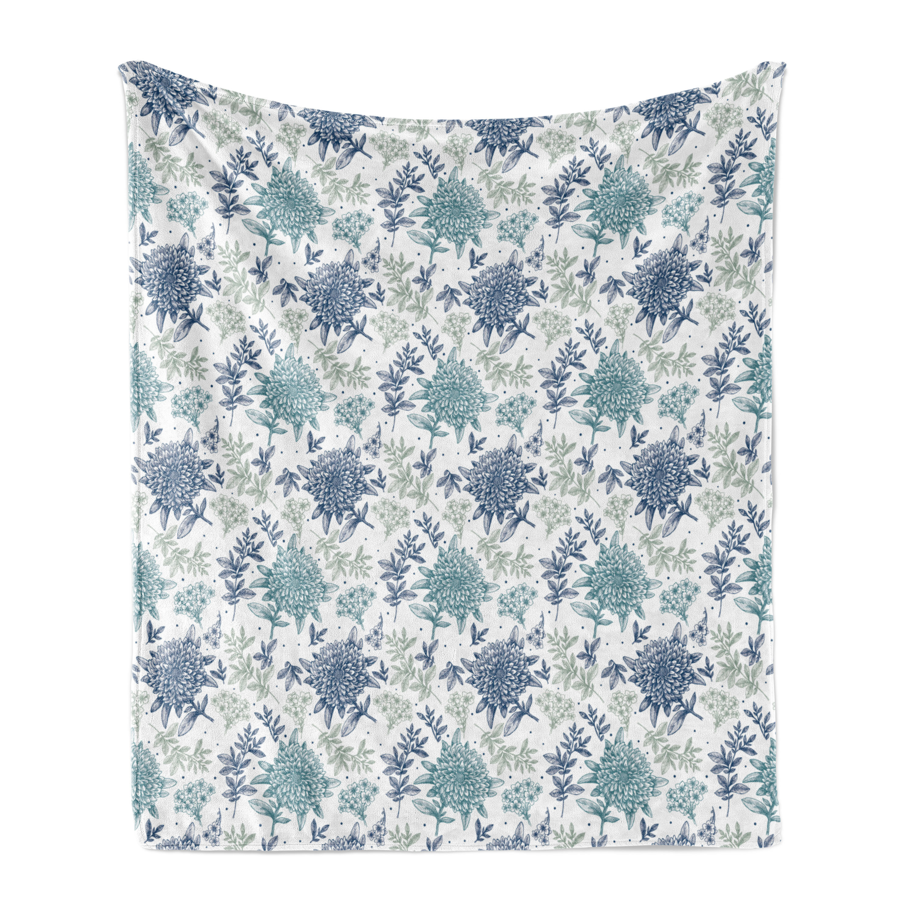 Ambesonne Floral Fleece Throw Blanket Linear Flowers Leaves Dots ...