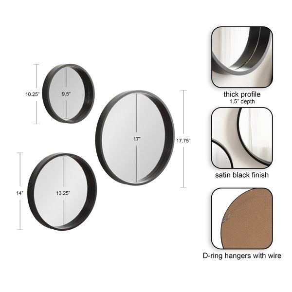 Mercer41 Travis Modern Round Wall Mirror Set | Wayfair