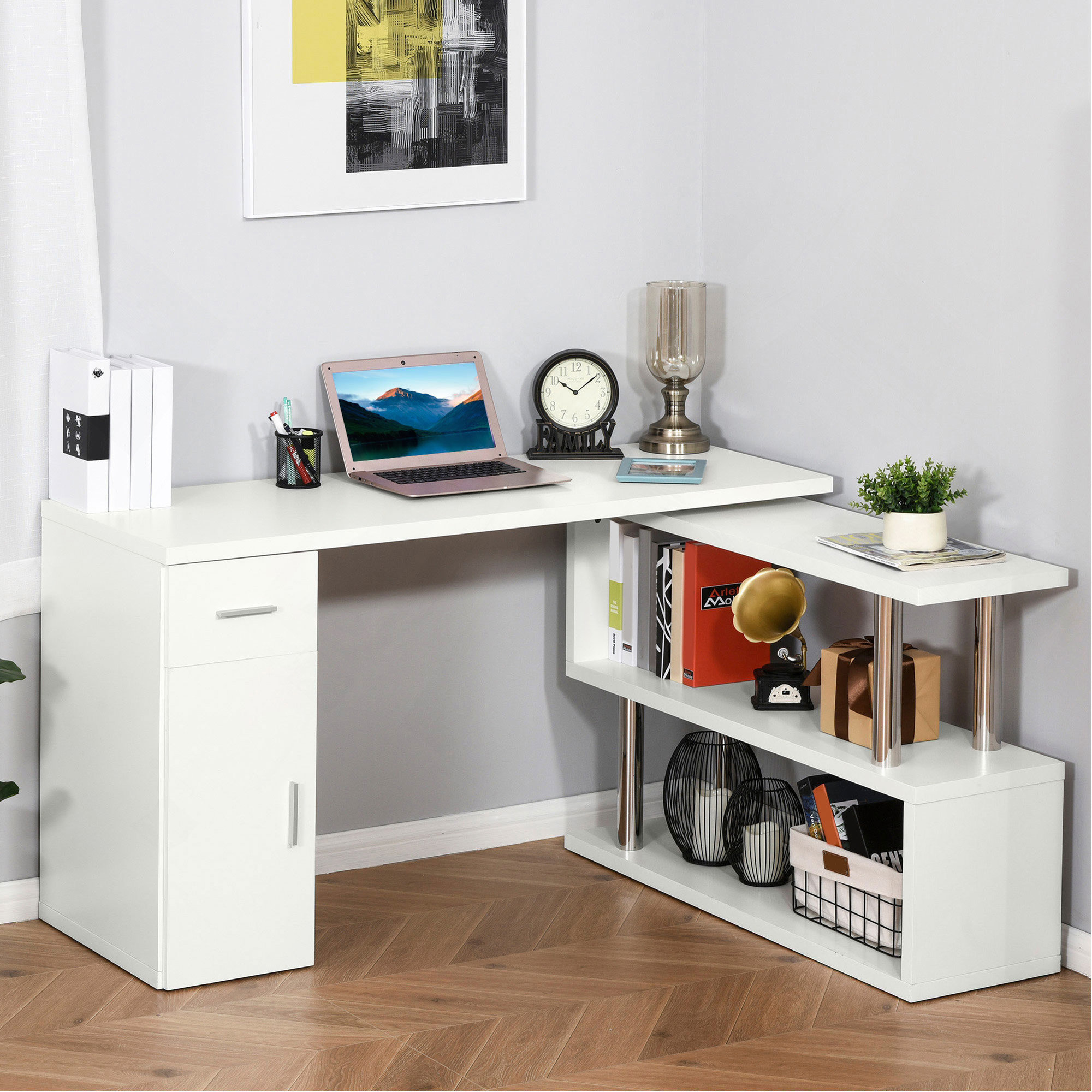 Latitude Run® Versatile Rotating Computer Desk With Abundant Storage ...