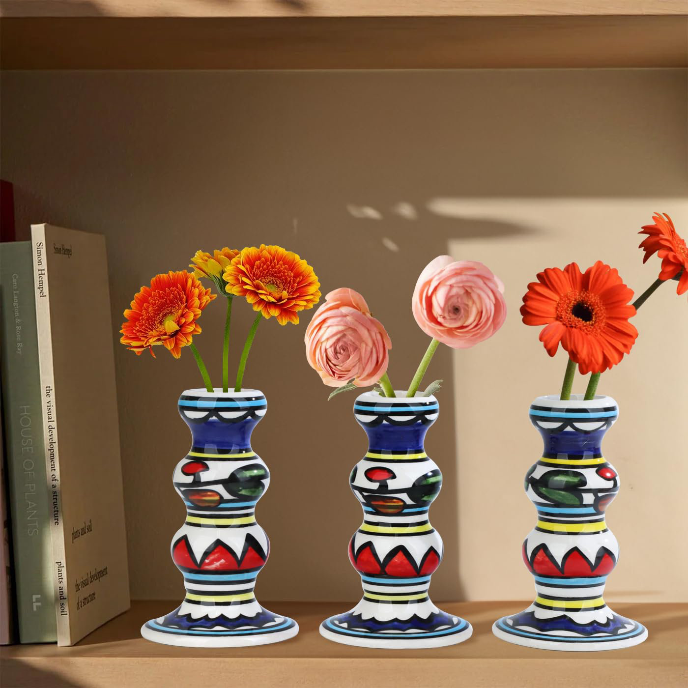 Lark Manor™ Painted Ceramic Vase Colorful Bud Vase Set Of 3 Small ...