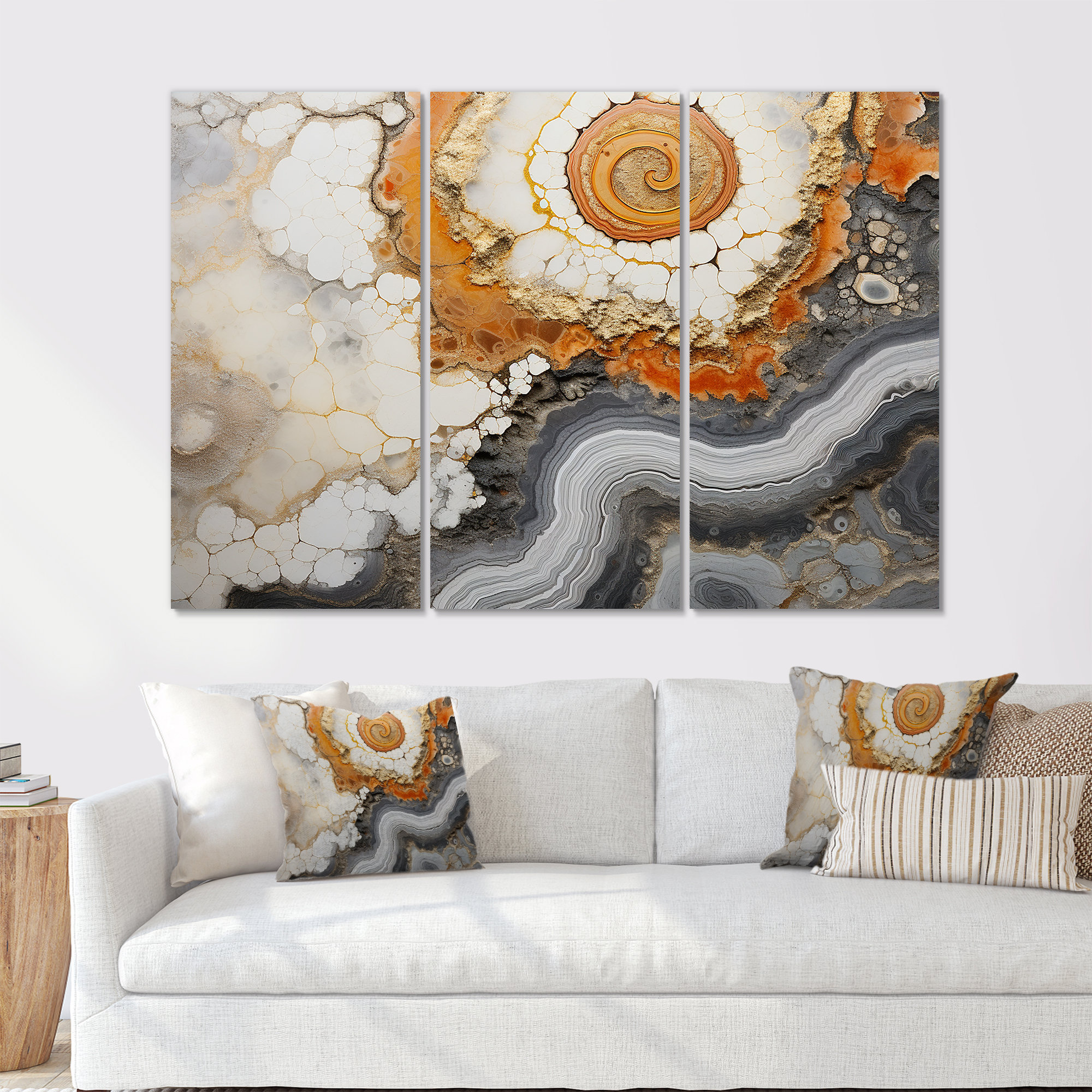 Design Art Beige And Yellow Stone Geode Simplicity - Stone Geode Wall ...