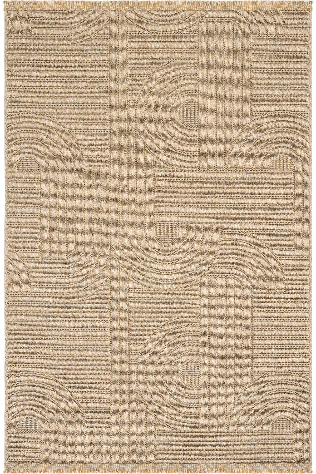 Gracie Oaks Rattan Beige Rattan Textured Cut Rug | Wayfair