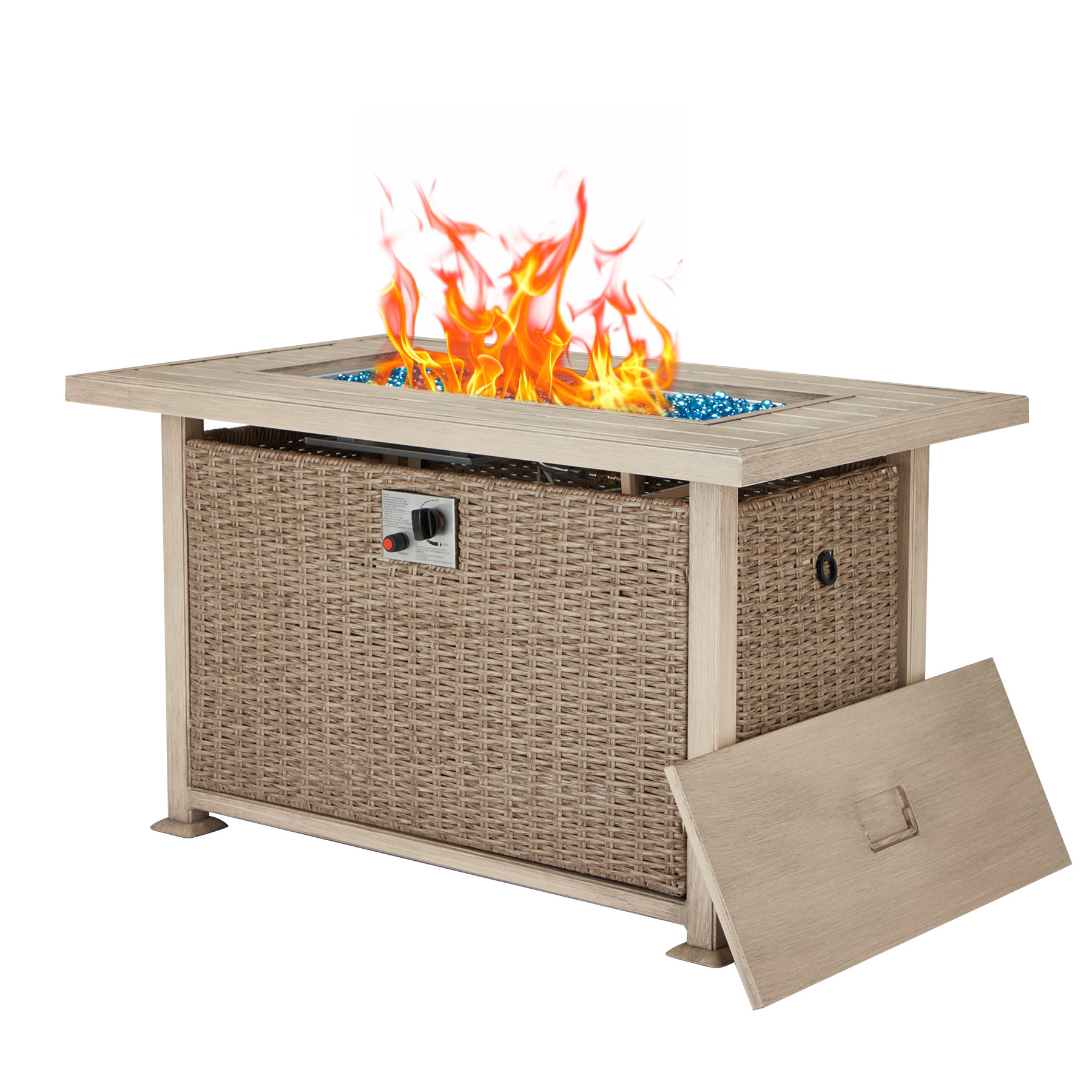 Latitude Run® Outdoor Propane Gas Fire Pit Table, 50,000 Btu, Auto ...