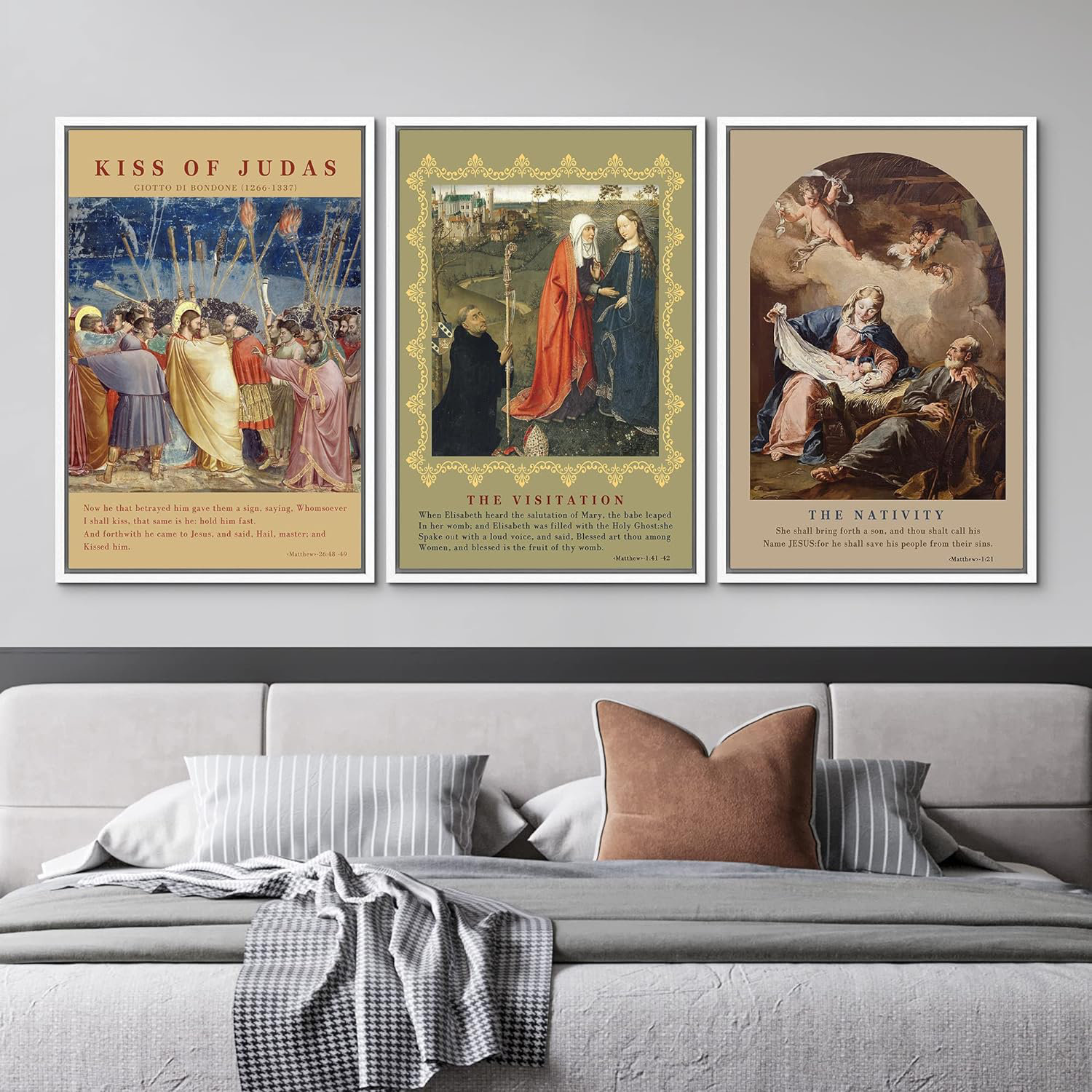 IDEA4WALL Kiss Of Judas Christian Art Italian Renaissance 3 Pieces ...