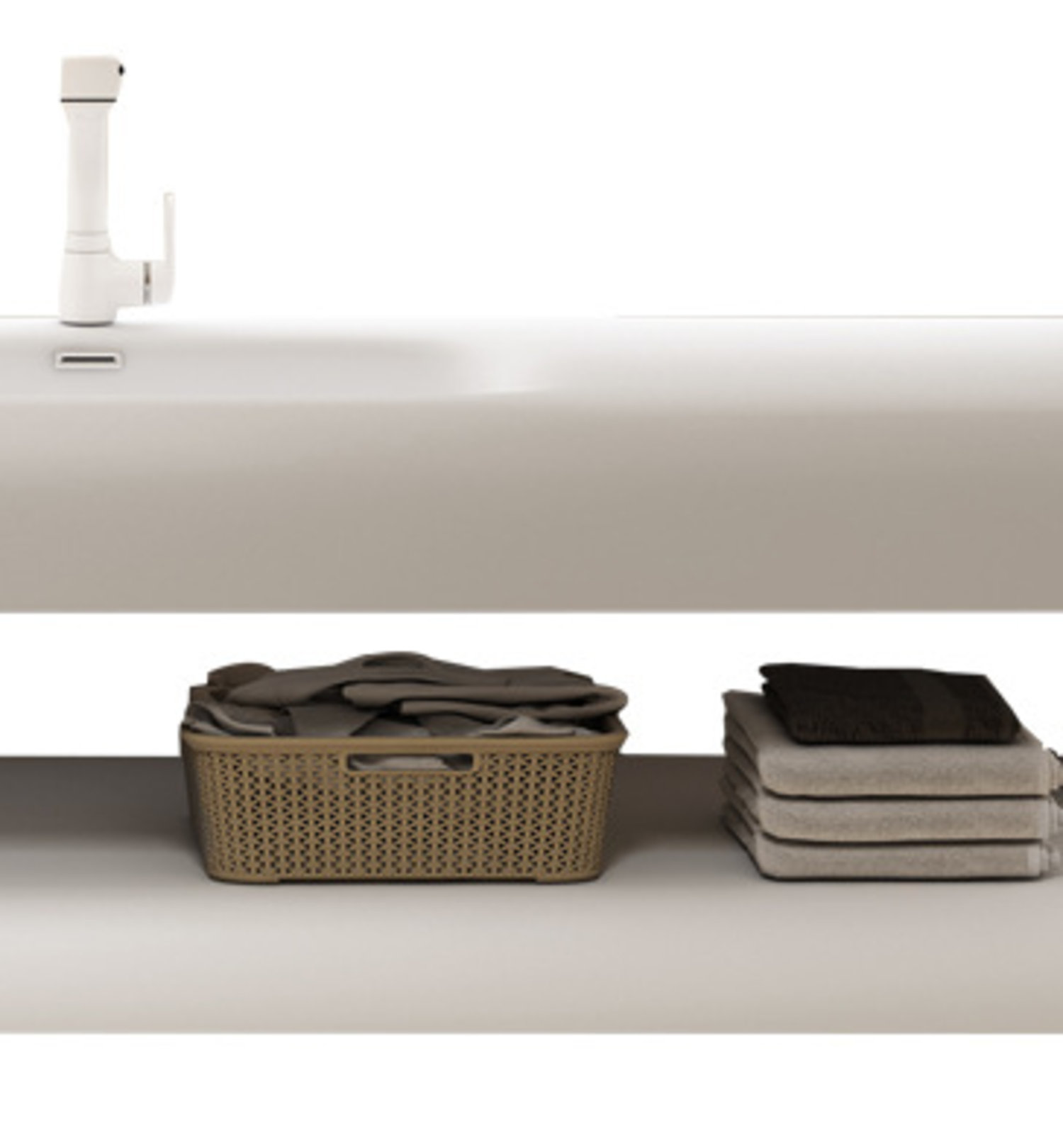 Wrought Studio One-piece Basin Hotel Style Arc Bathroom Cabinet Combination Upper And Lower Wash ...