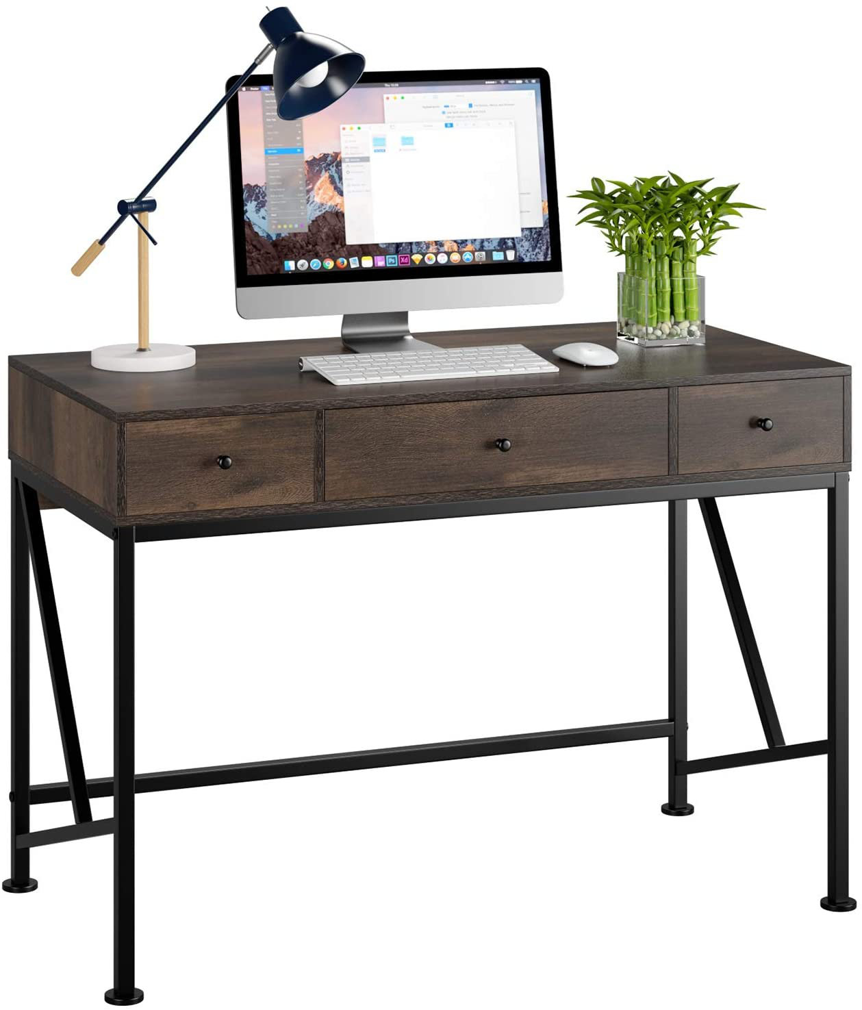 17 Stories Spickard 41.7" Wooden Desk With Drawers, Wood Storage Desk ...