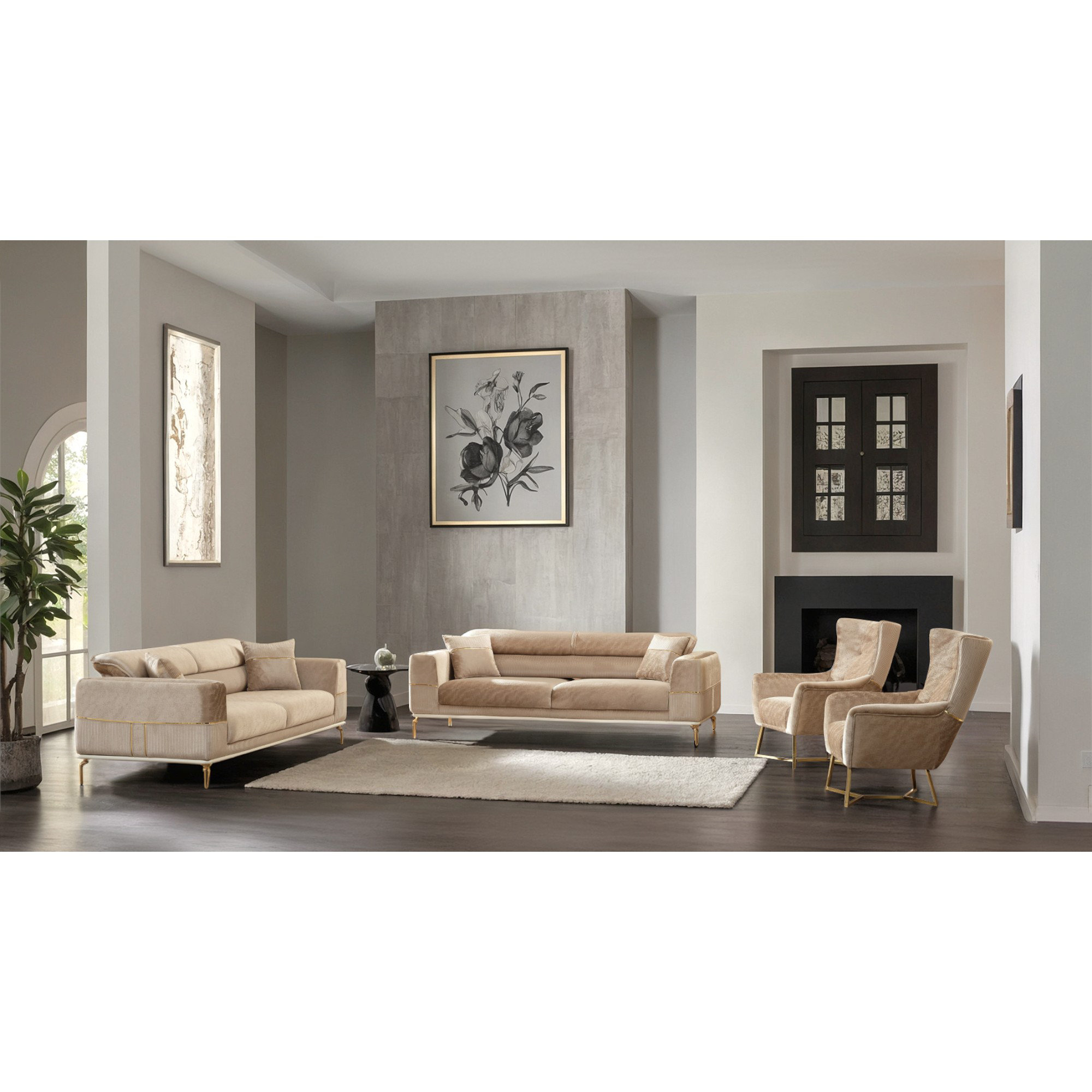 Everly Quinn Marterrius 4 - Piece Velvet Living Room Set | Wayfair