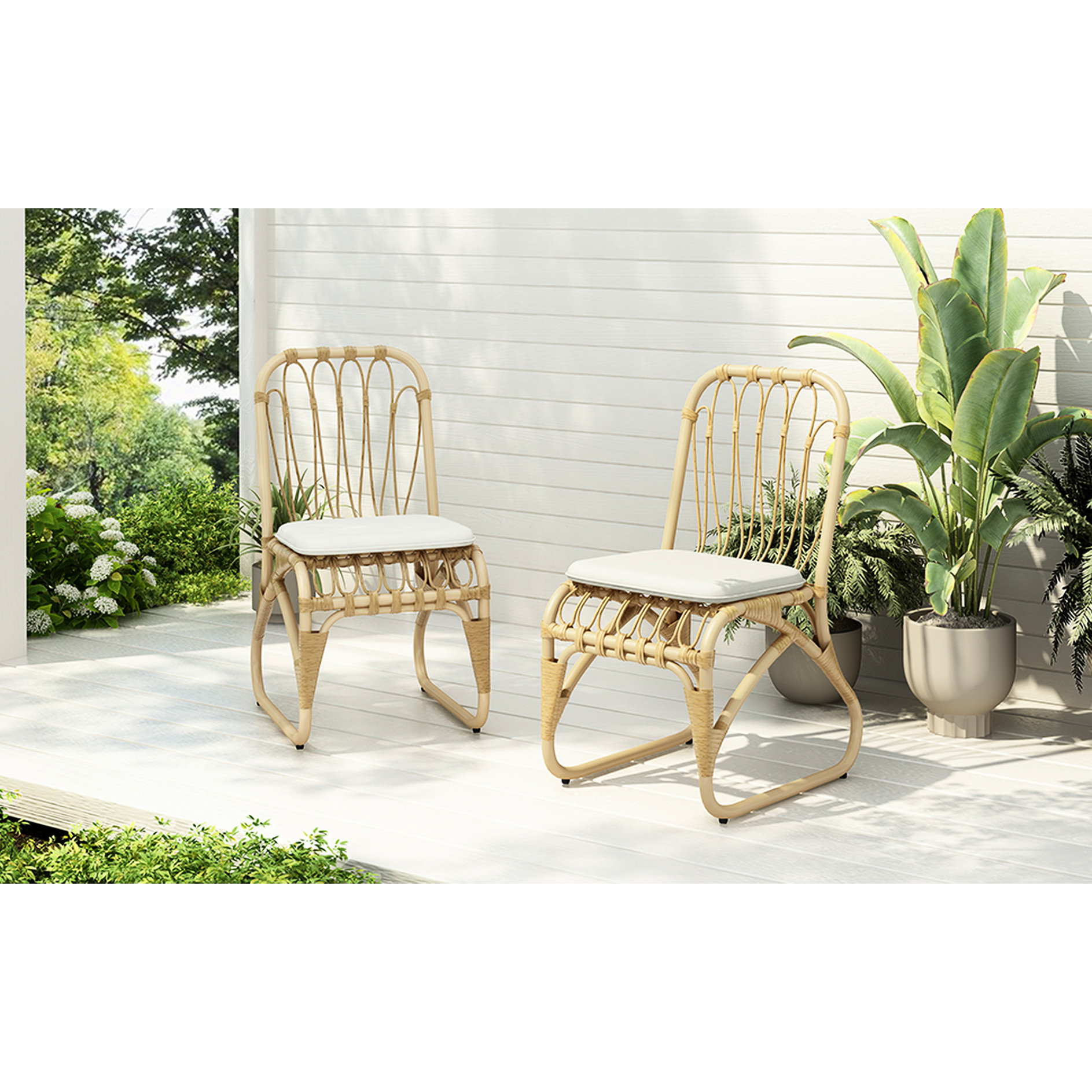 Dakota Fields 2 Person Outdoor Seating Chairs With Comfy Cushions - Pe ...