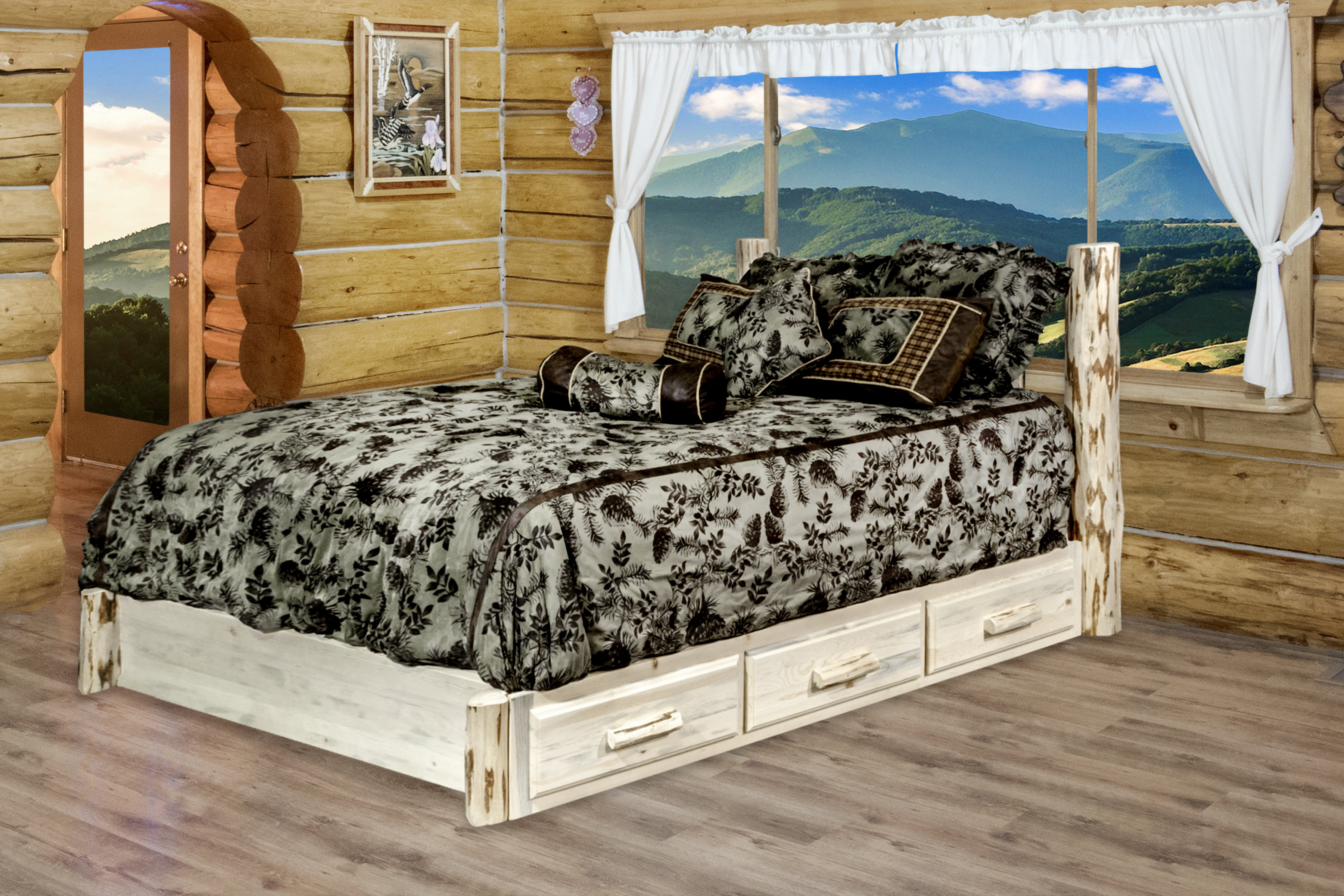 Loon Peak® Montana Collection Lodge Pole Pine Platform Storage Bed ...