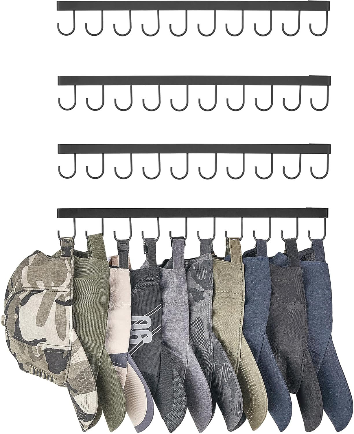 Rebrilliant Hat Rack For Wall Hat Storage Organizer For 40 Baseball ...