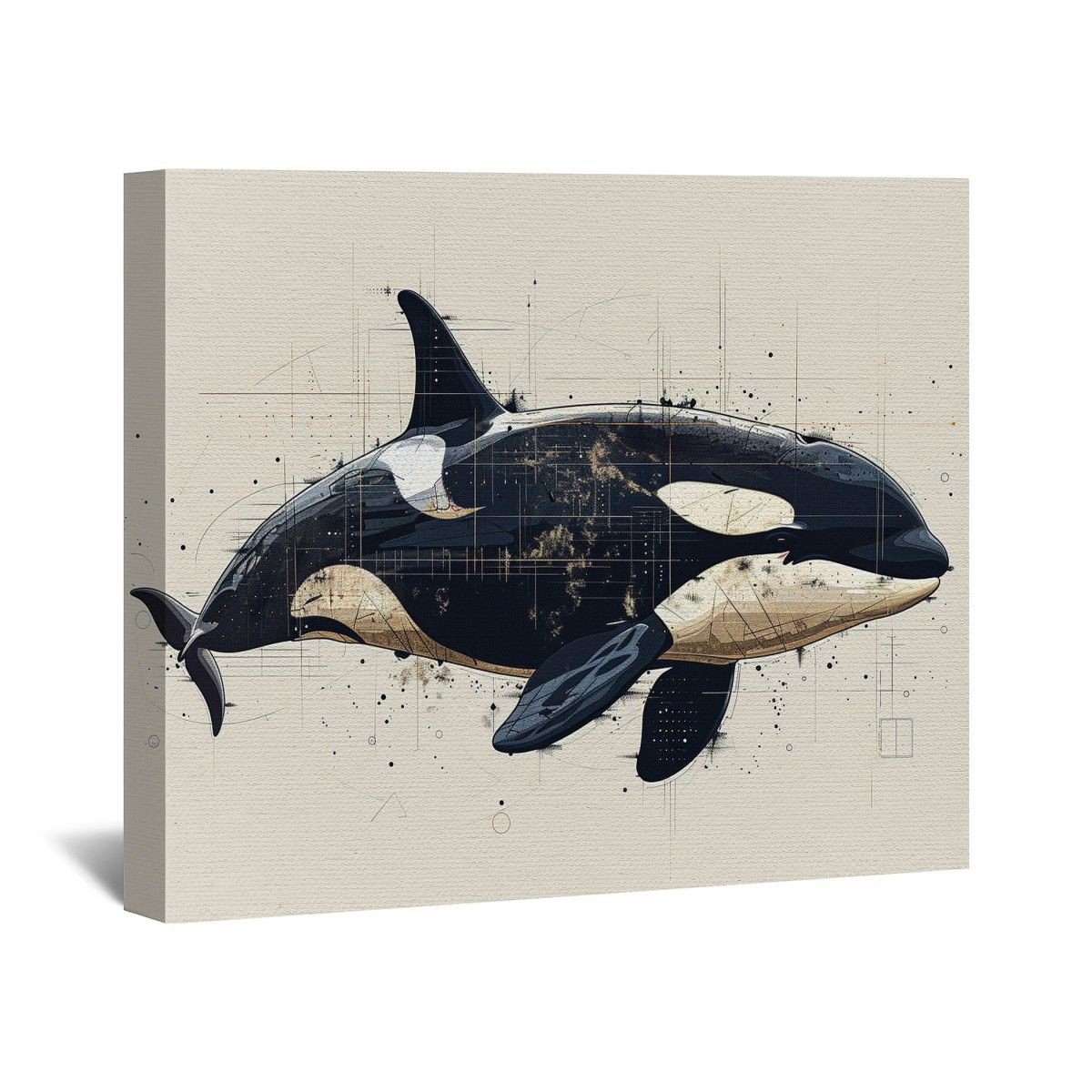 Highland Dunes Killer whale Canvas Wrap - Marine life Wall Decor ...